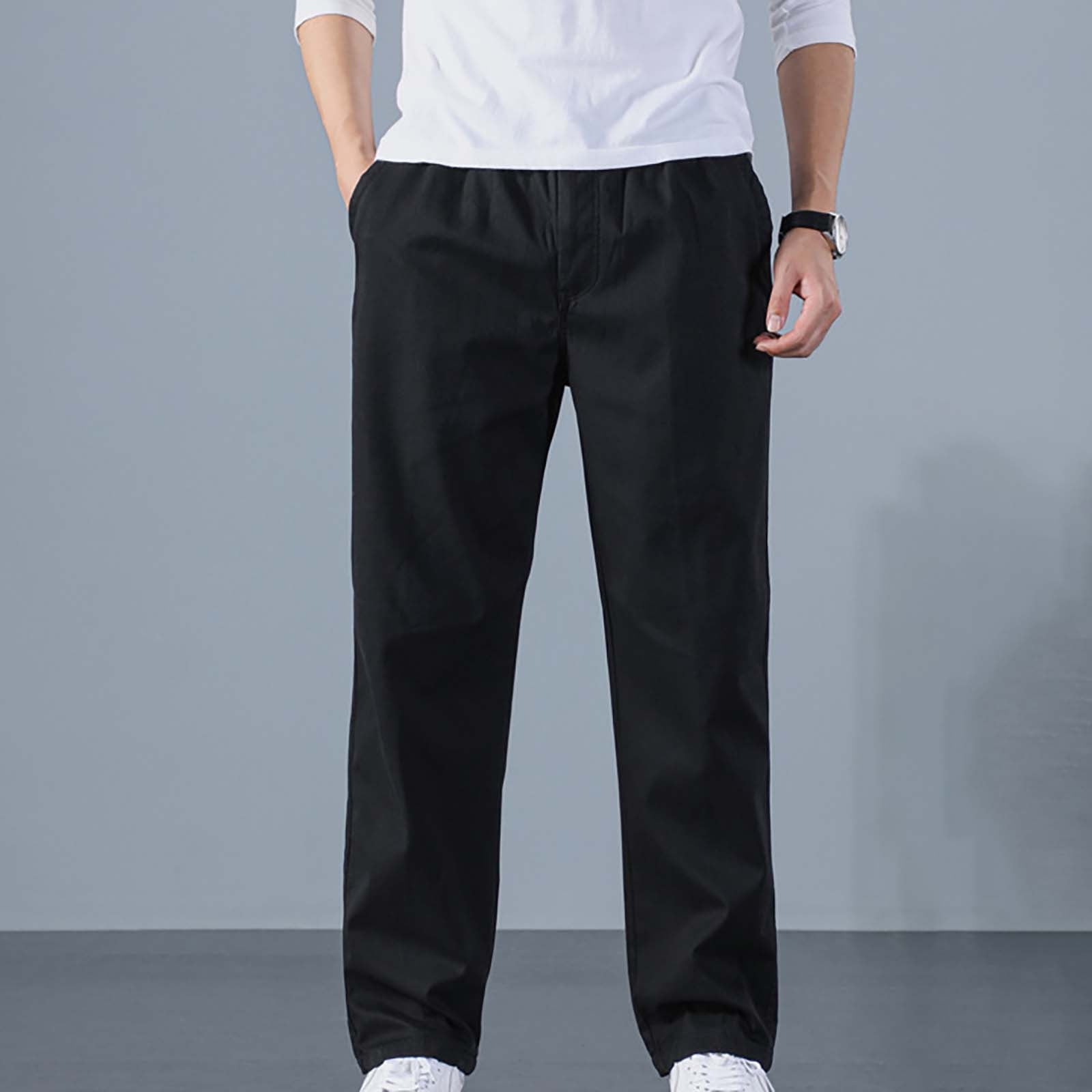 Wnegstg Cargo Pants For Men Casual Waisted Multi Pocket Solid Color
