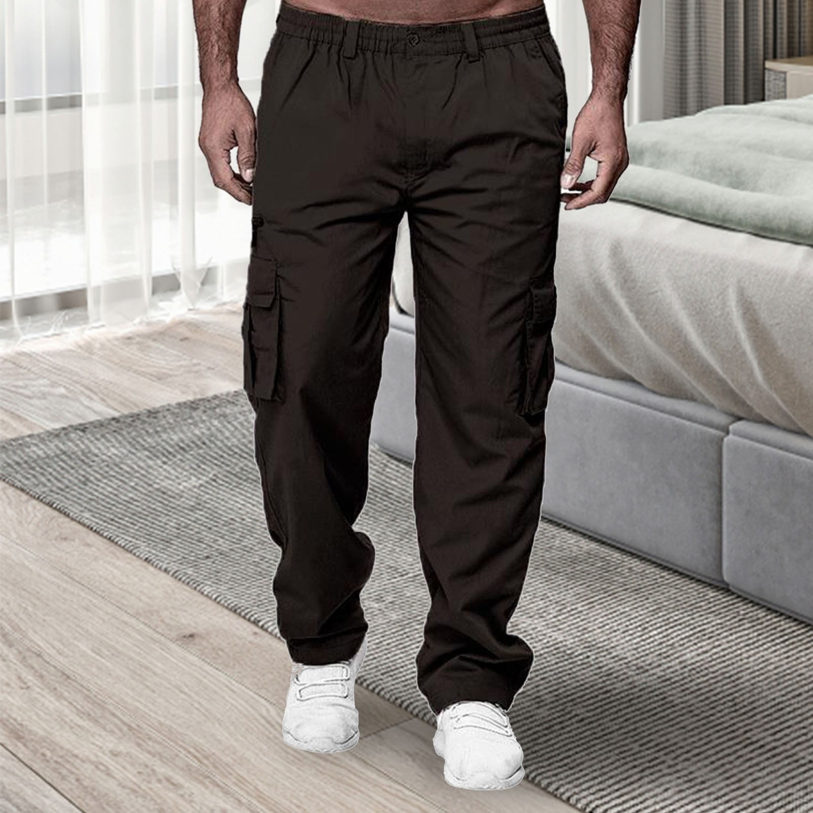 Wnegstg Cargo Pants For Men Multi Pocket Mens Overalls Fitness Sports