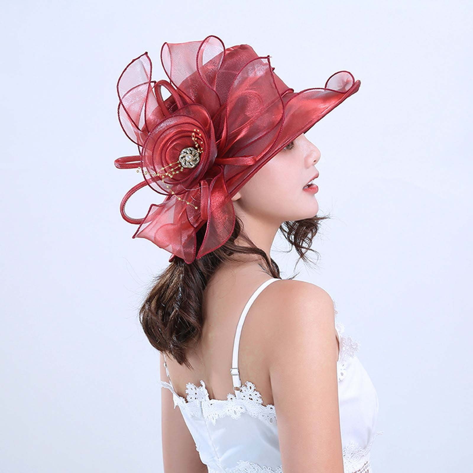 WNEGSTG Christmas Hat, Red Christmas Hats, Women Fascinator Lady ...