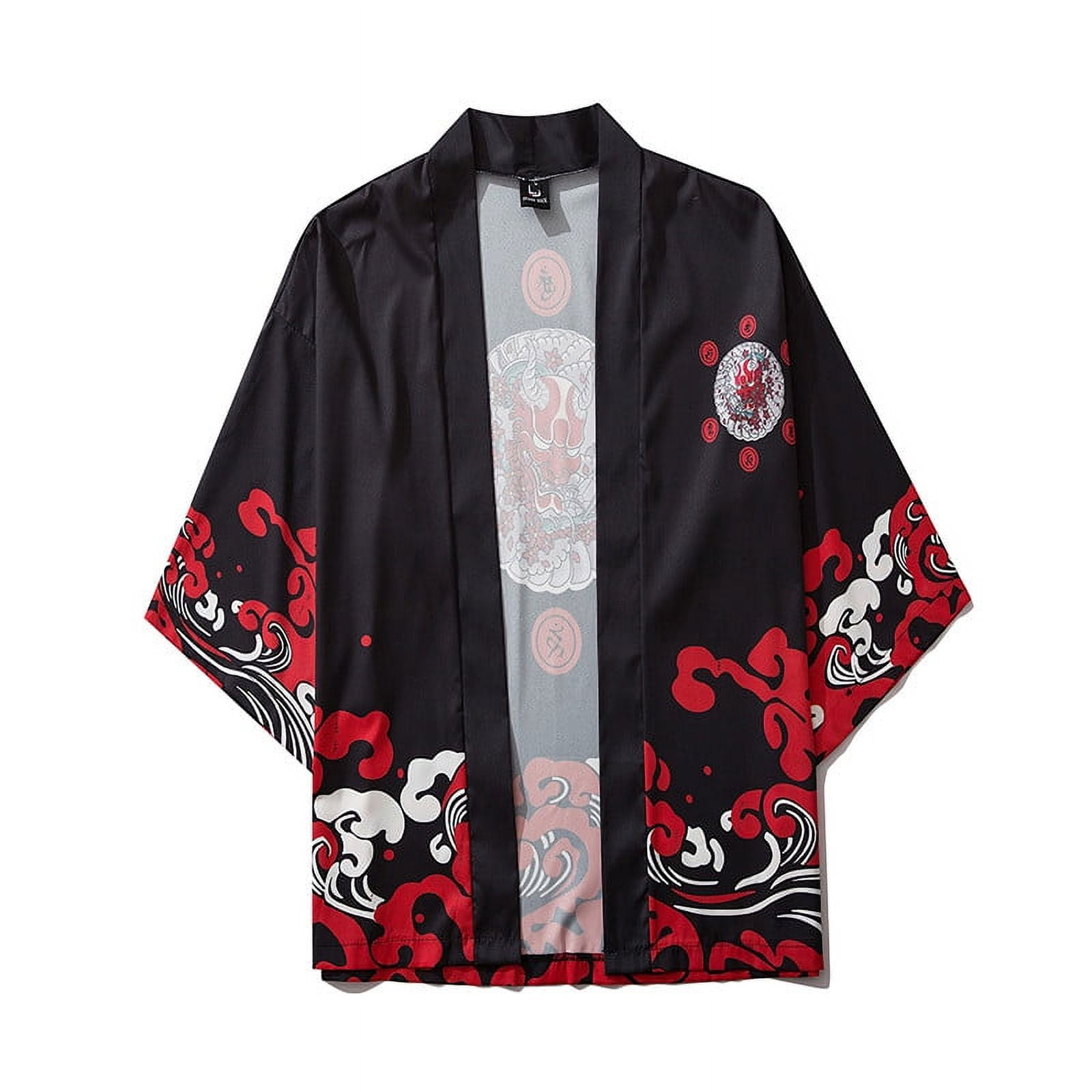 WNEGSTG Jackets for Men Summer Japanese Five Point Sleeves Kimono Mens ...