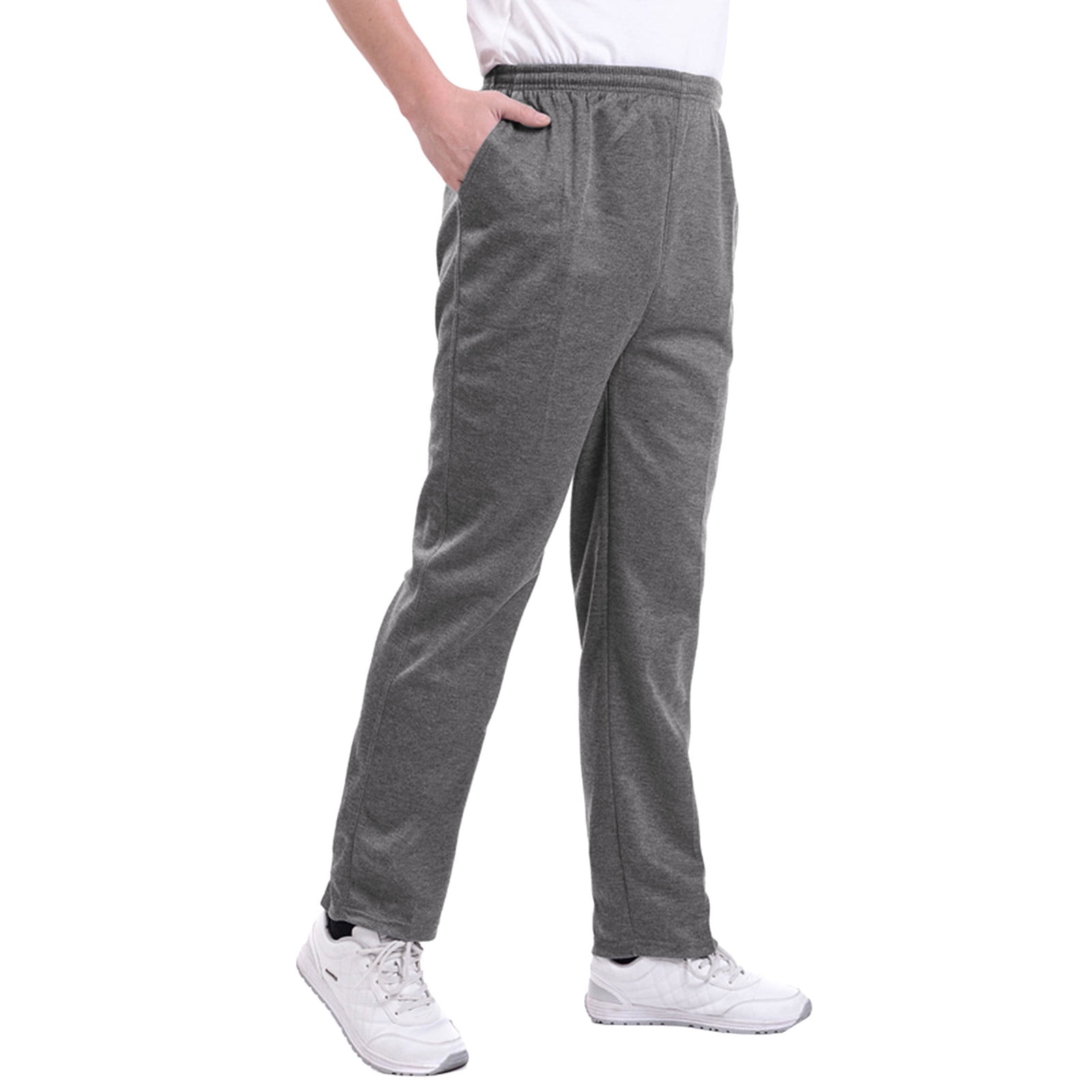 Wnegstg Mens Sweatpants Summer Sports Casual Solid Zipper Pocket Pants