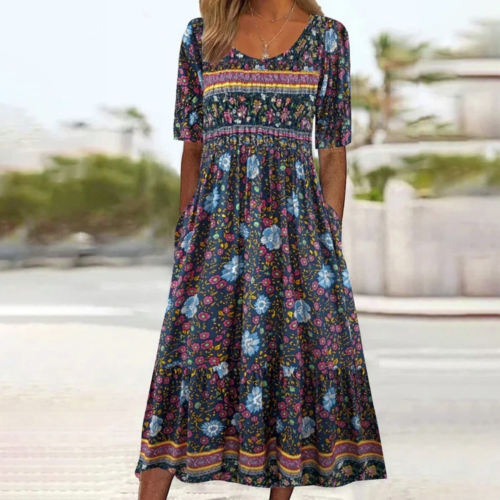 WNEGSTG Summer Dresses for Women Maxi Boho Dress Sundresses,Women ...