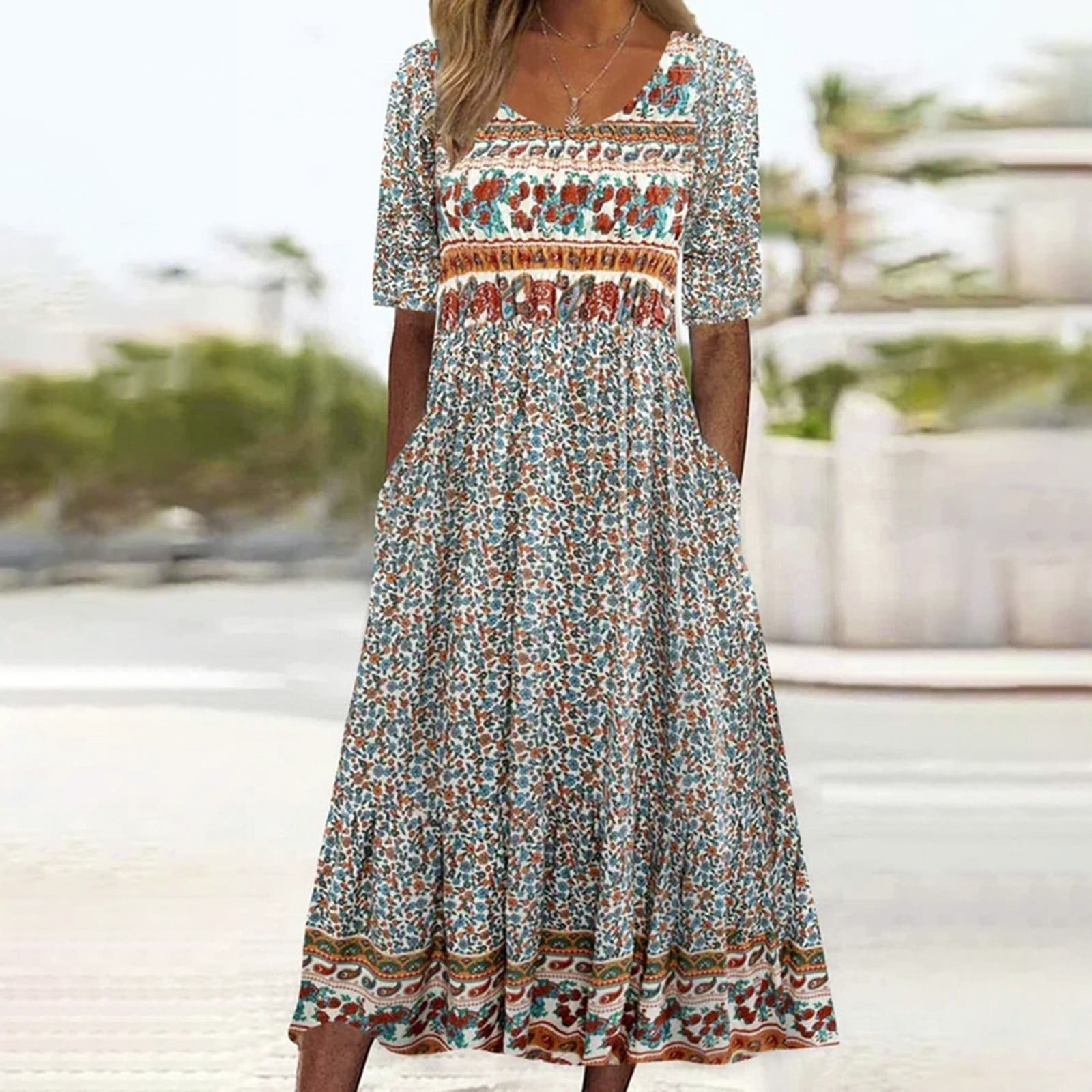 WNEGSTG Summer Dresses for Women Maxi Boho Dress Sundresses,Women ...