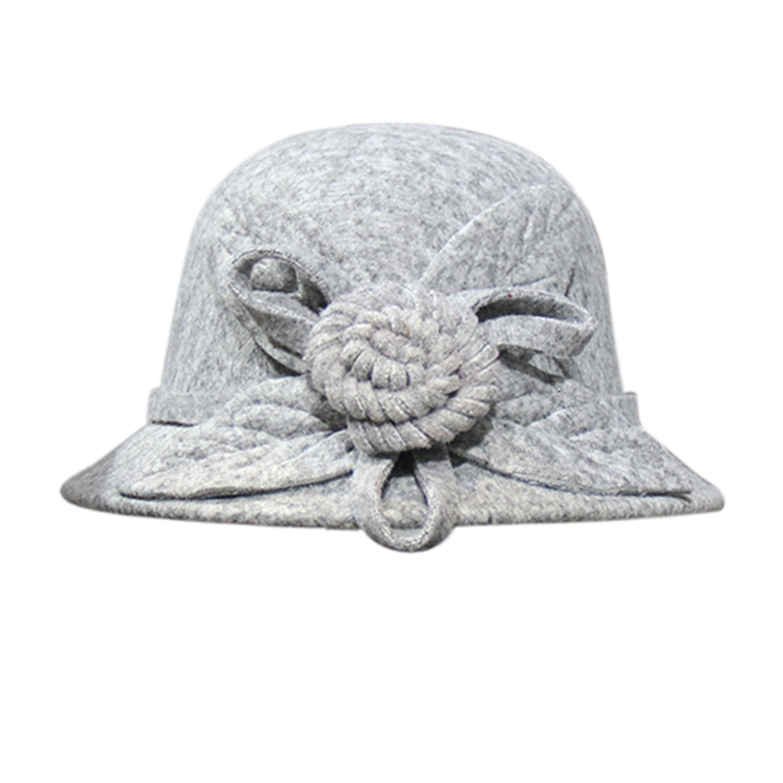 WNEGSTG Women Vintage Felt Flowers Bucket Cloche Bowler Hat Church ...