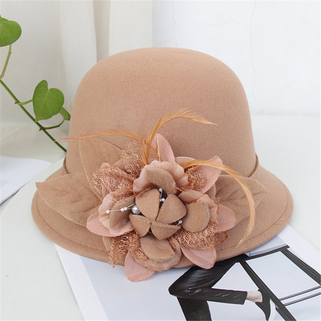 WNEGSTG tea Party Vintage French Top hat fedora Floral Wool Dress ...