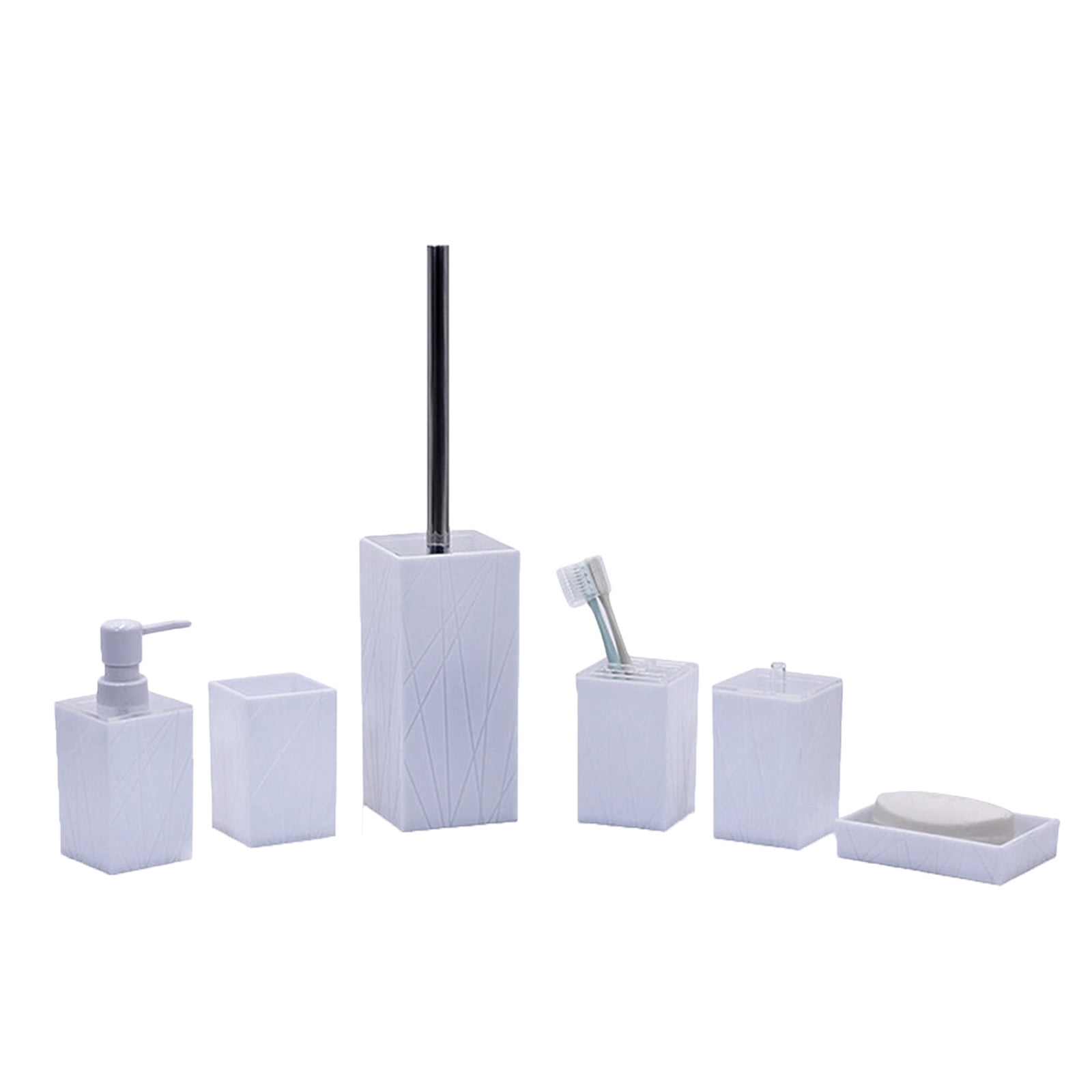 WNEXOPE 6-Piece Bathroom Accessory Set with Soap Dispenser, Toothbrush ...