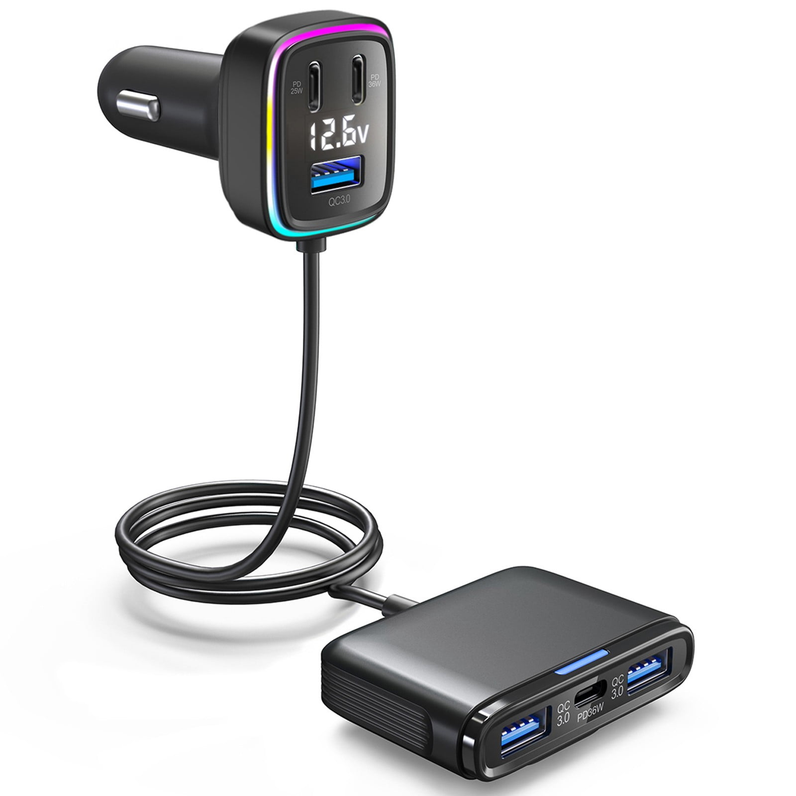 WNEXOPE 6-in-1 Car Charger with USB Multi Port, QC3.0 and PD Fast ...