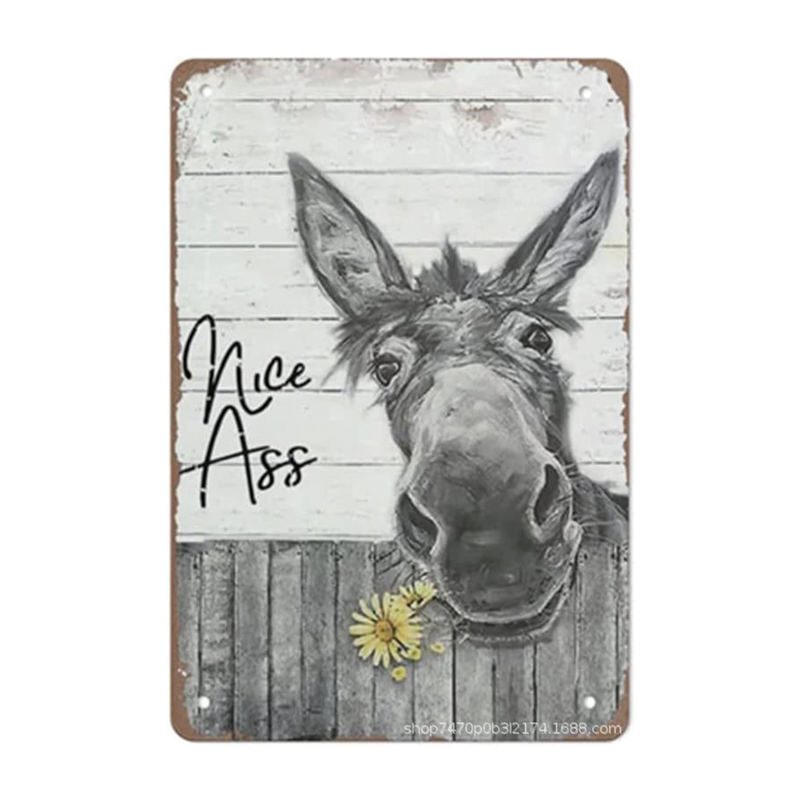 WNEXOPE Farmhouse Bathroom Wall Art, Donkey Poster for Wall, Rustic ...