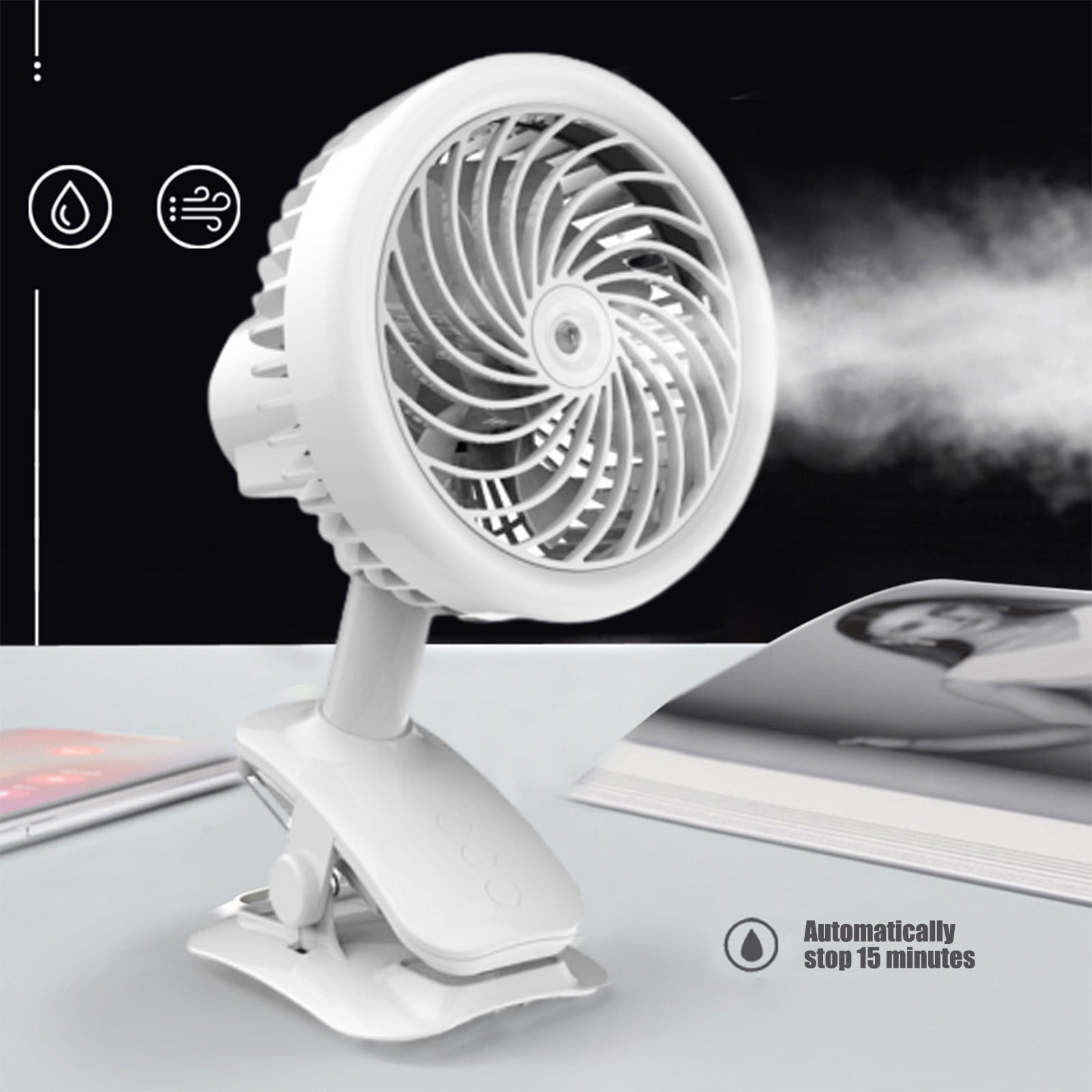 WNEXOPE Portable USB Charging Mini Desk Fan with Clip Attachment for ...