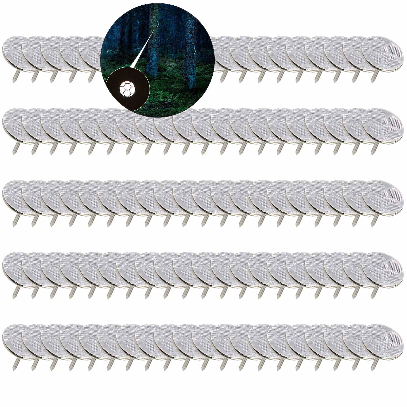 WNFJR 100 Pcs Reflective Tacks Trail Marking Tacks Reflective Trail ...