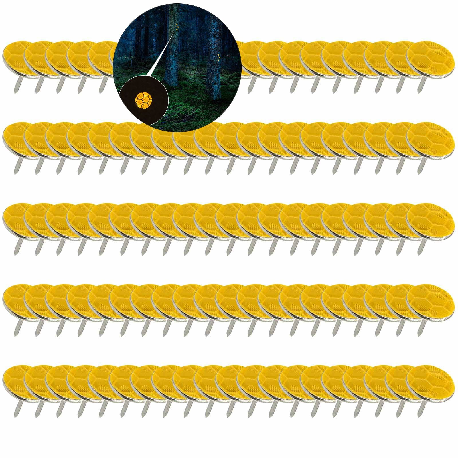 WNFJR 100 Pcs Reflective Tacks Trail Marking Tacks Reflective Trail ...