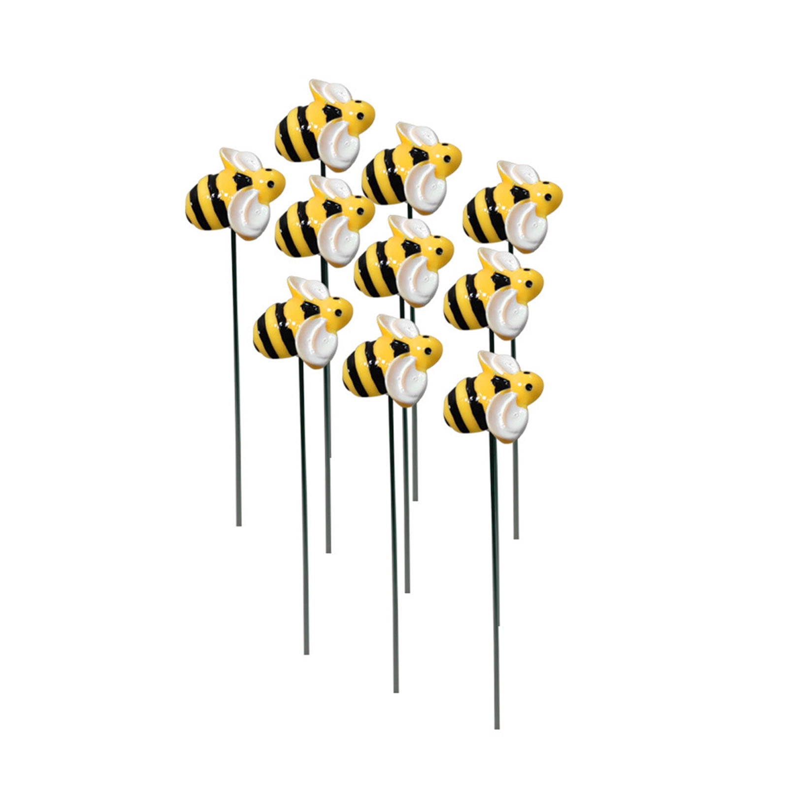 WNFJR Bee Garden Stakes, 10Pcs Metal Yard Decor, Yellow Resin Bumble ...