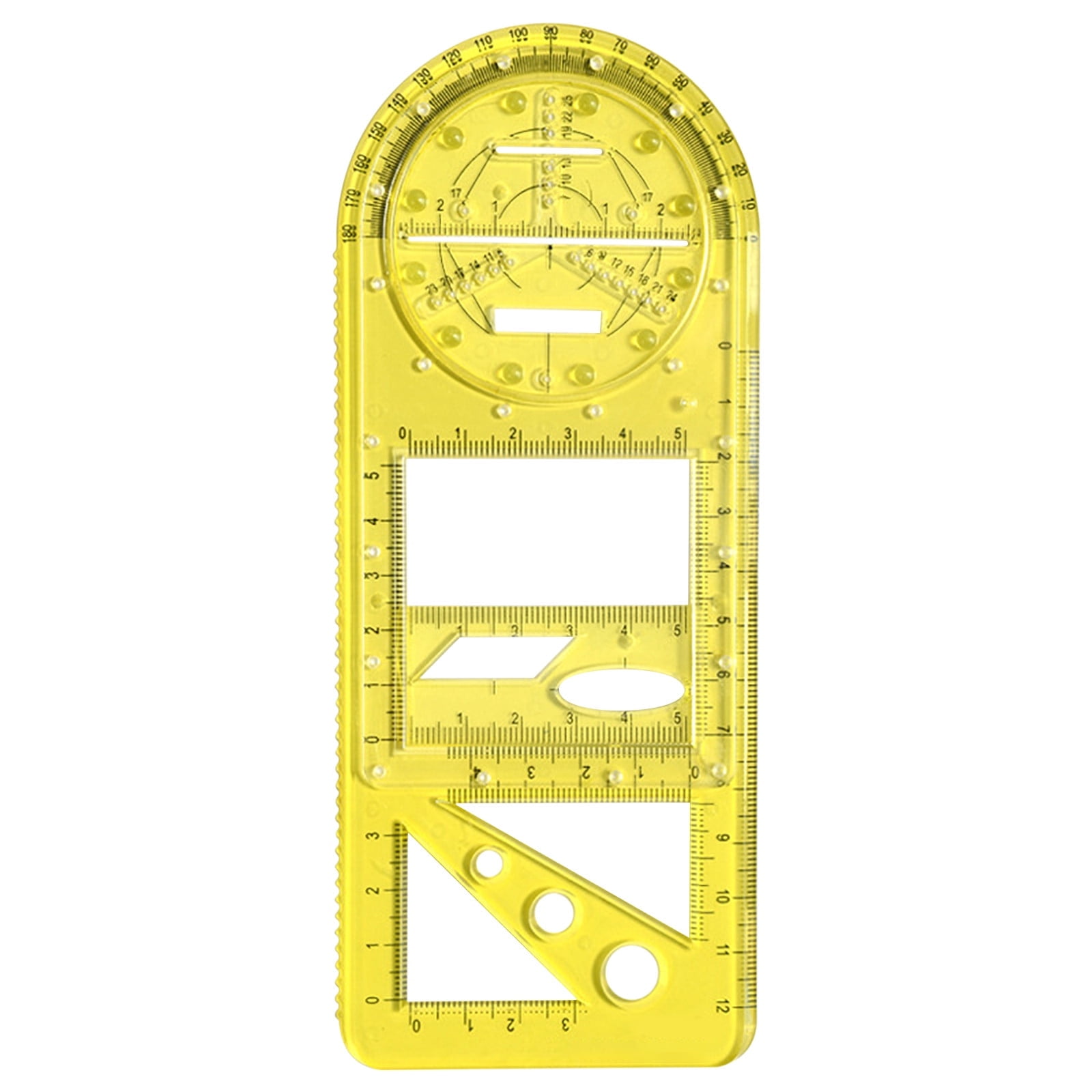 WNFJR 19cm Transparent Multifunctional Math Ruler - Rotatable Drawing ...
