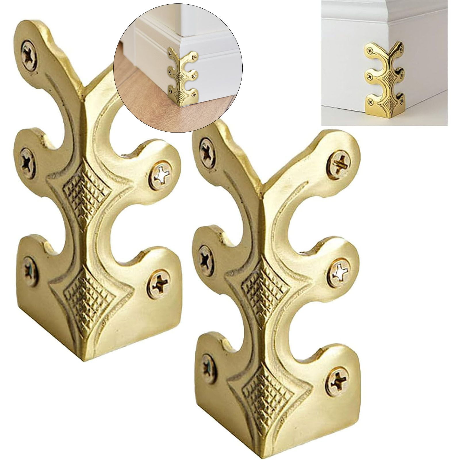 WNFJR 2 Pcs Baseboard Corner Protectors for Furniture, Brass Corner ...