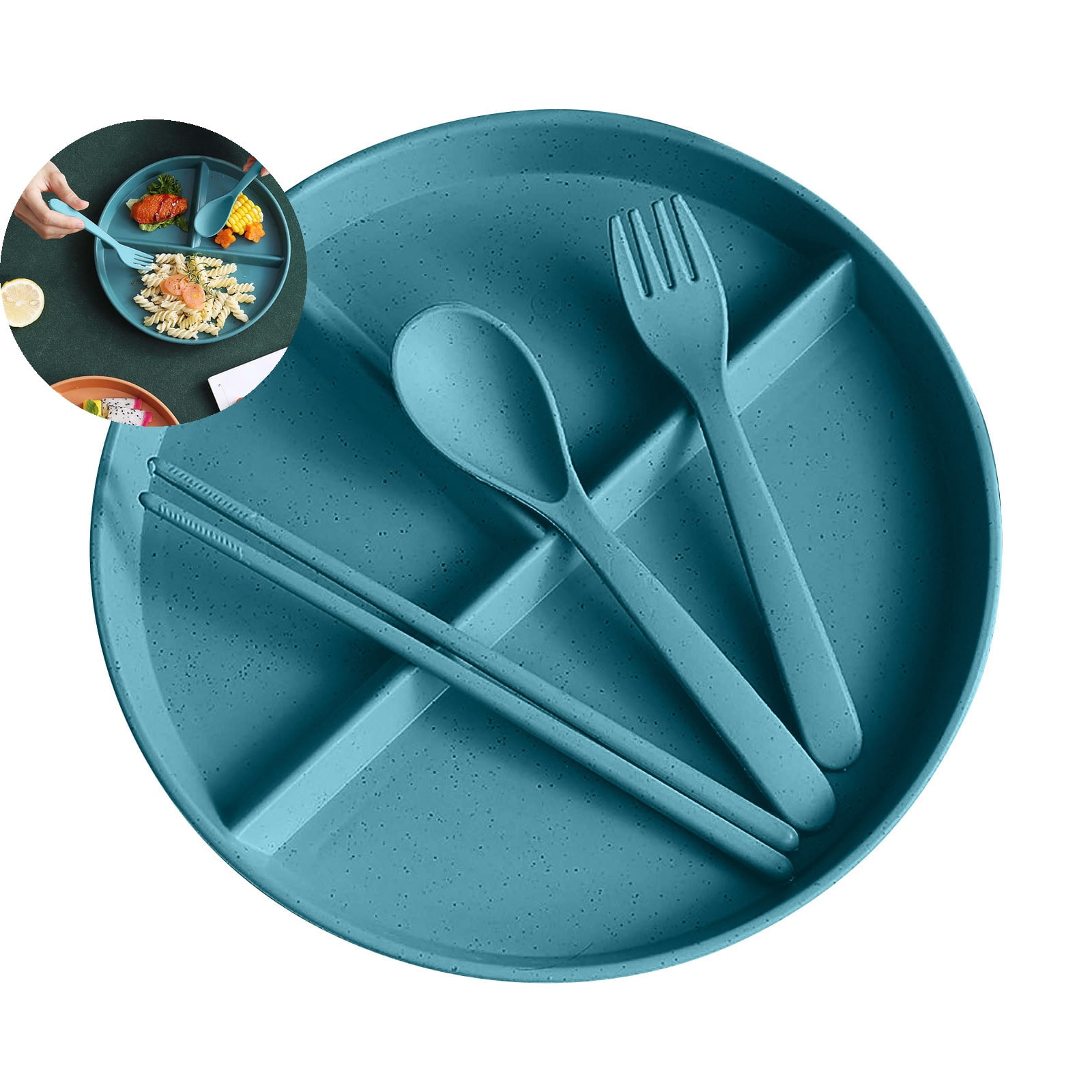 WNFJR 3-Compartment Divided Tableware Set – Microwave Safe Fiber Plate ...
