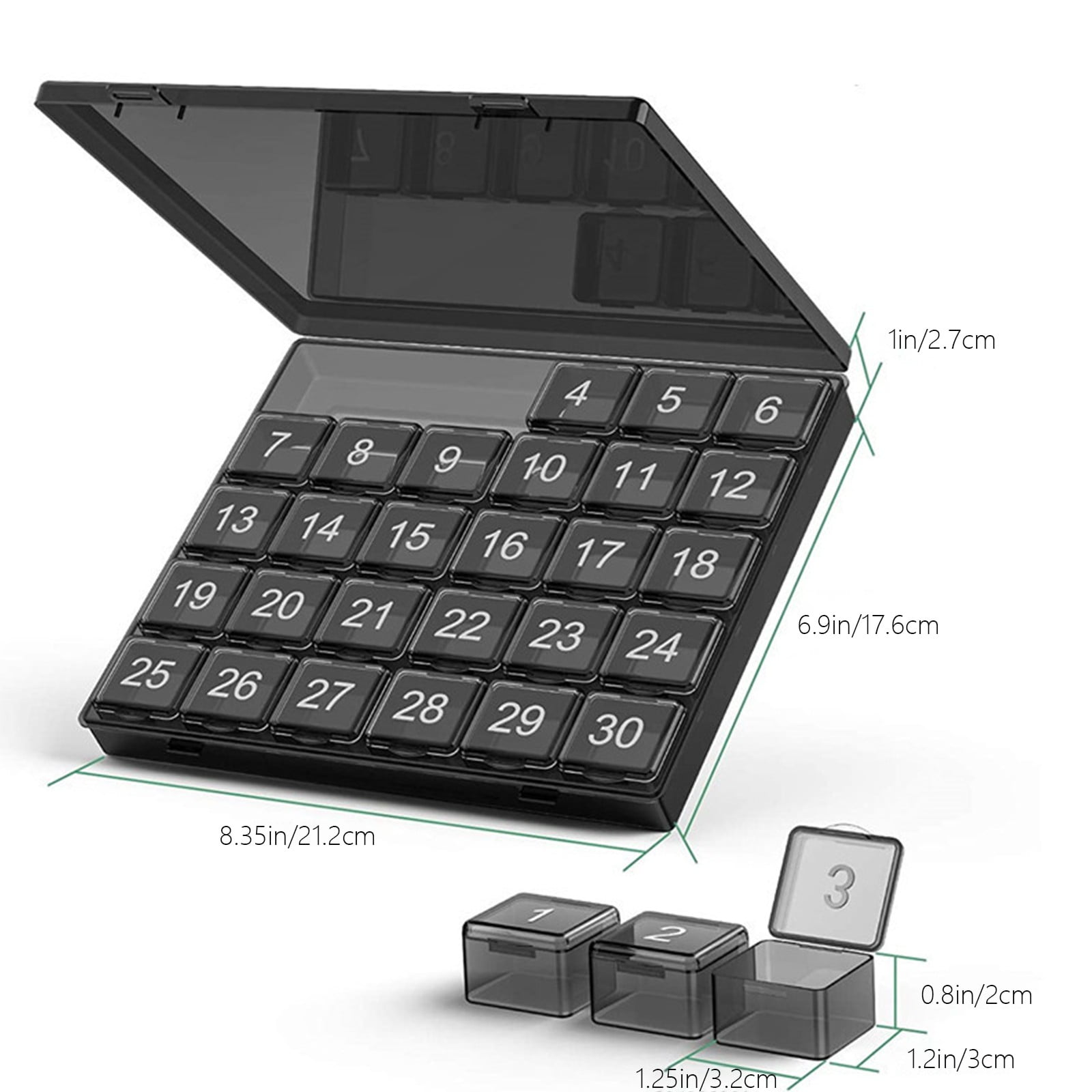 WNFJR 30 Day Pill Organizer, Pill Organizer Squeeze to Open Pill ...