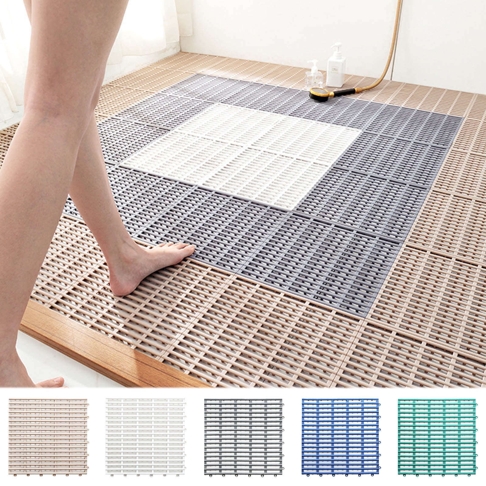 WNFJR 30x30cm Soft Solid Color Non Slip Mat: Splice-able Household ...