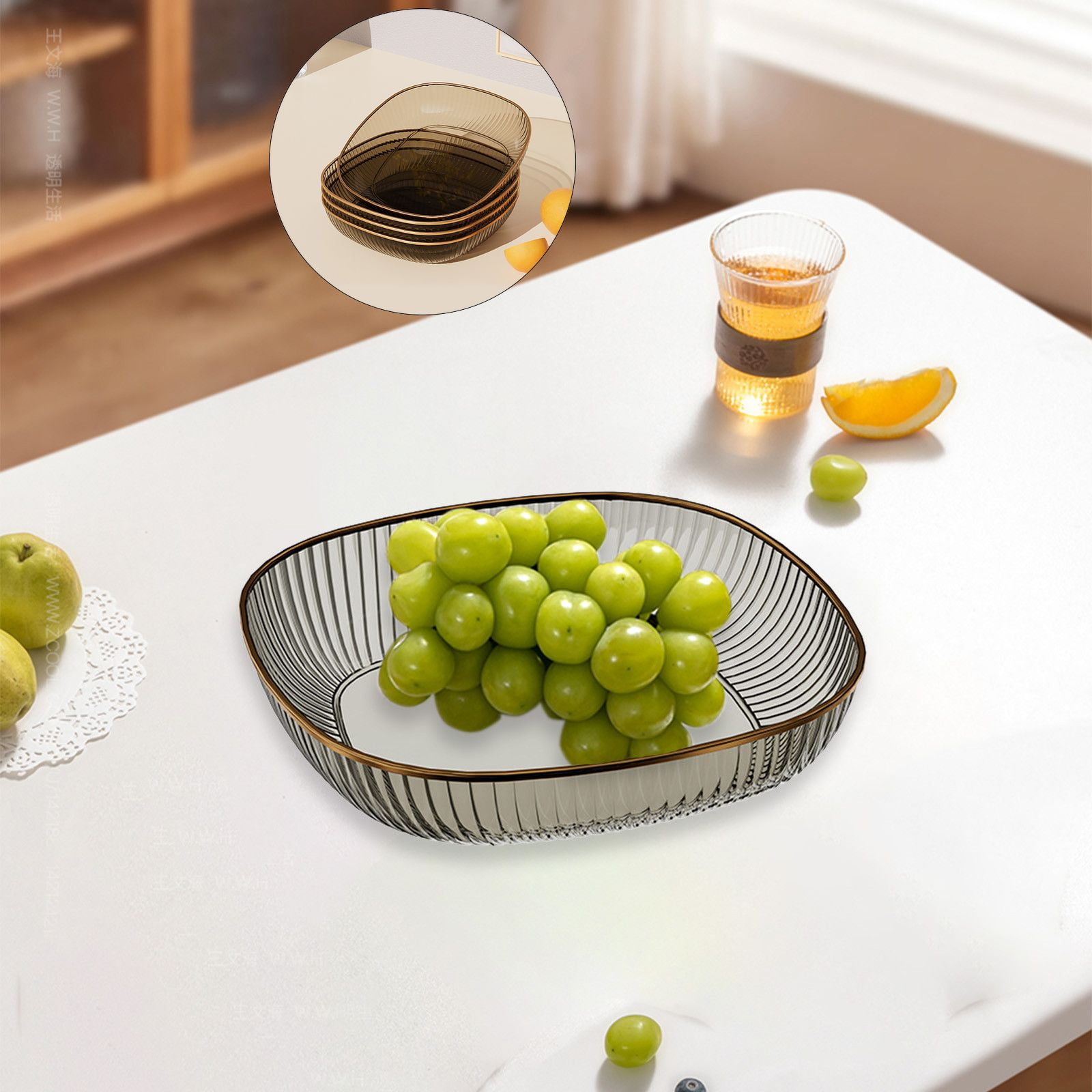 WNFJR 4 Pcs Serving Bowl Plastic Square Bowls Large Salad Bowls Chip ...