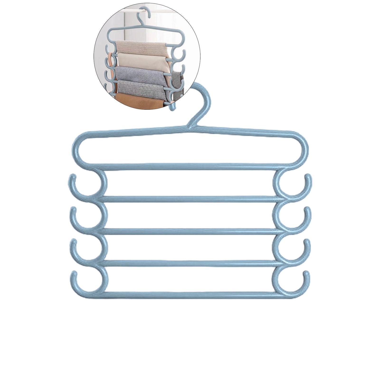 WNFJR 5-Tier Multifunctional Pants Hanger Rack - Space Saving Closet ...