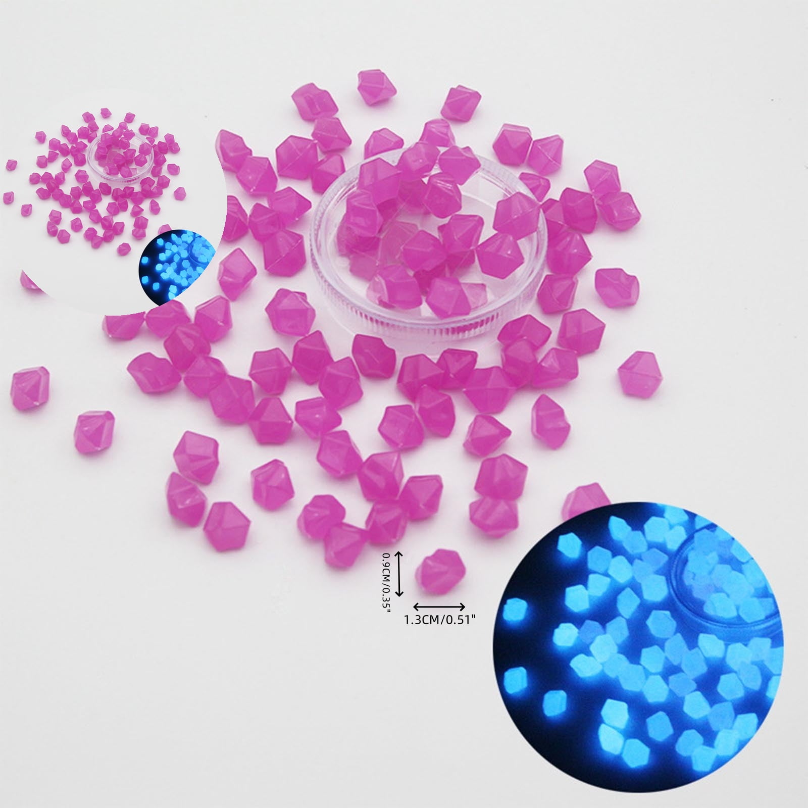 WNFJR 50 Pcs Glowing Aquarium Decor Stones – Light-Up Resin Ice Chunk ...