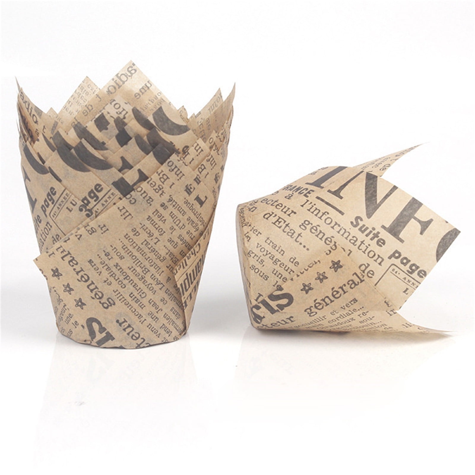 WNFJR 50PCS Greaseproof Tulip-Shaped Cupcake Liners - Elegant Brown ...