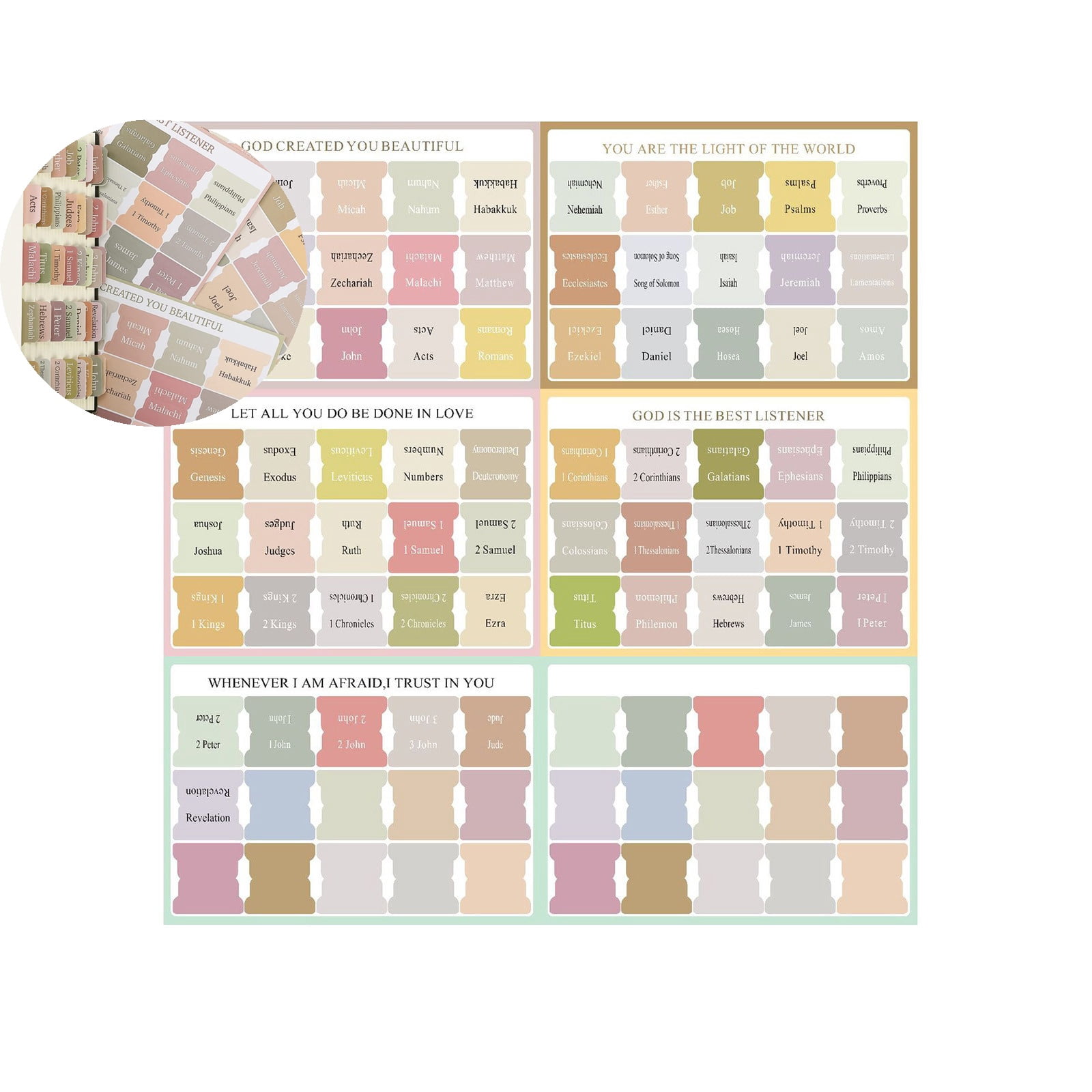 WNFJR 6 Pcs Bible Tabs for Easy Navigation - Large Print Bible Book ...