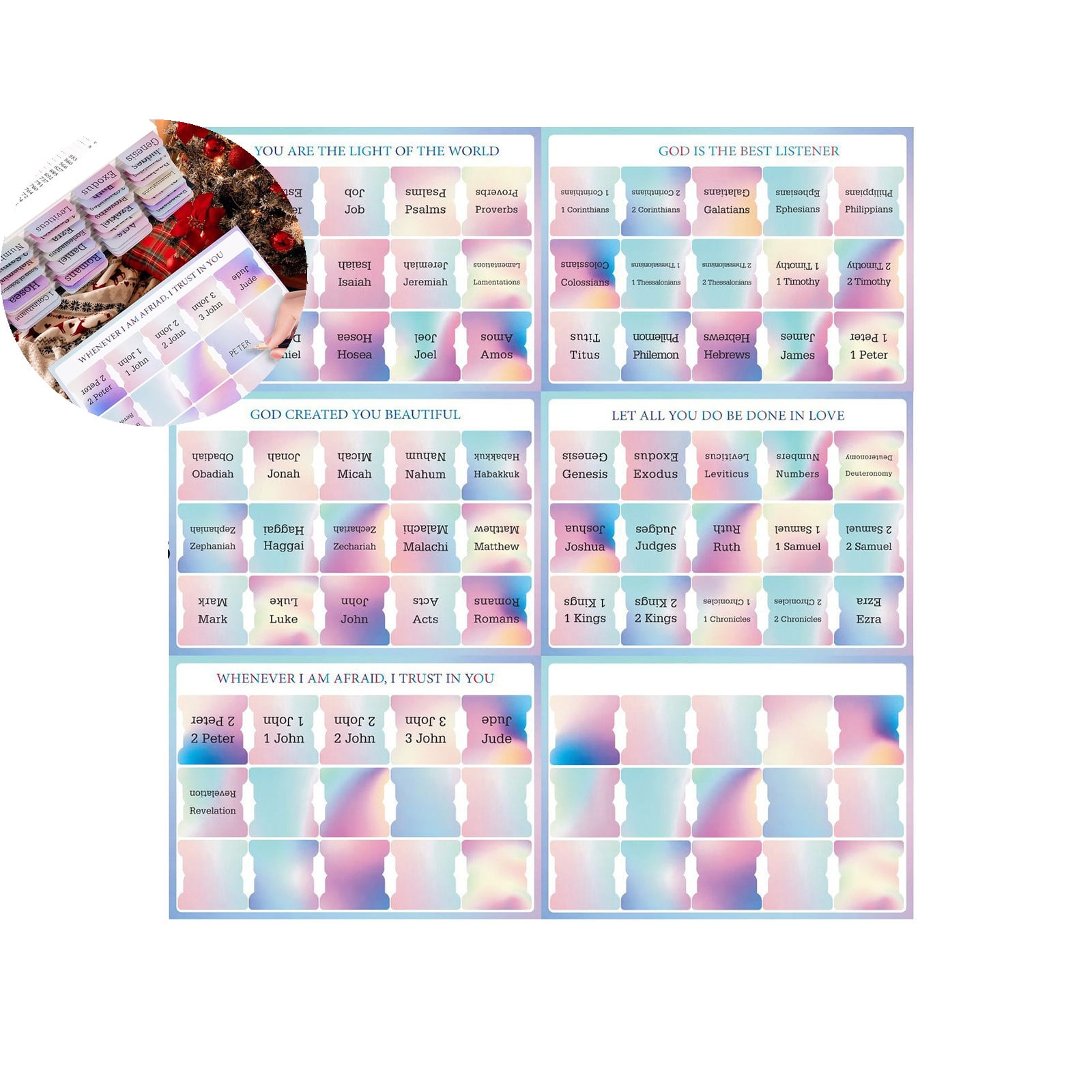 WNFJR 6 Pcs Bible Tabs for Easy Navigation - Large Print Bible Book ...