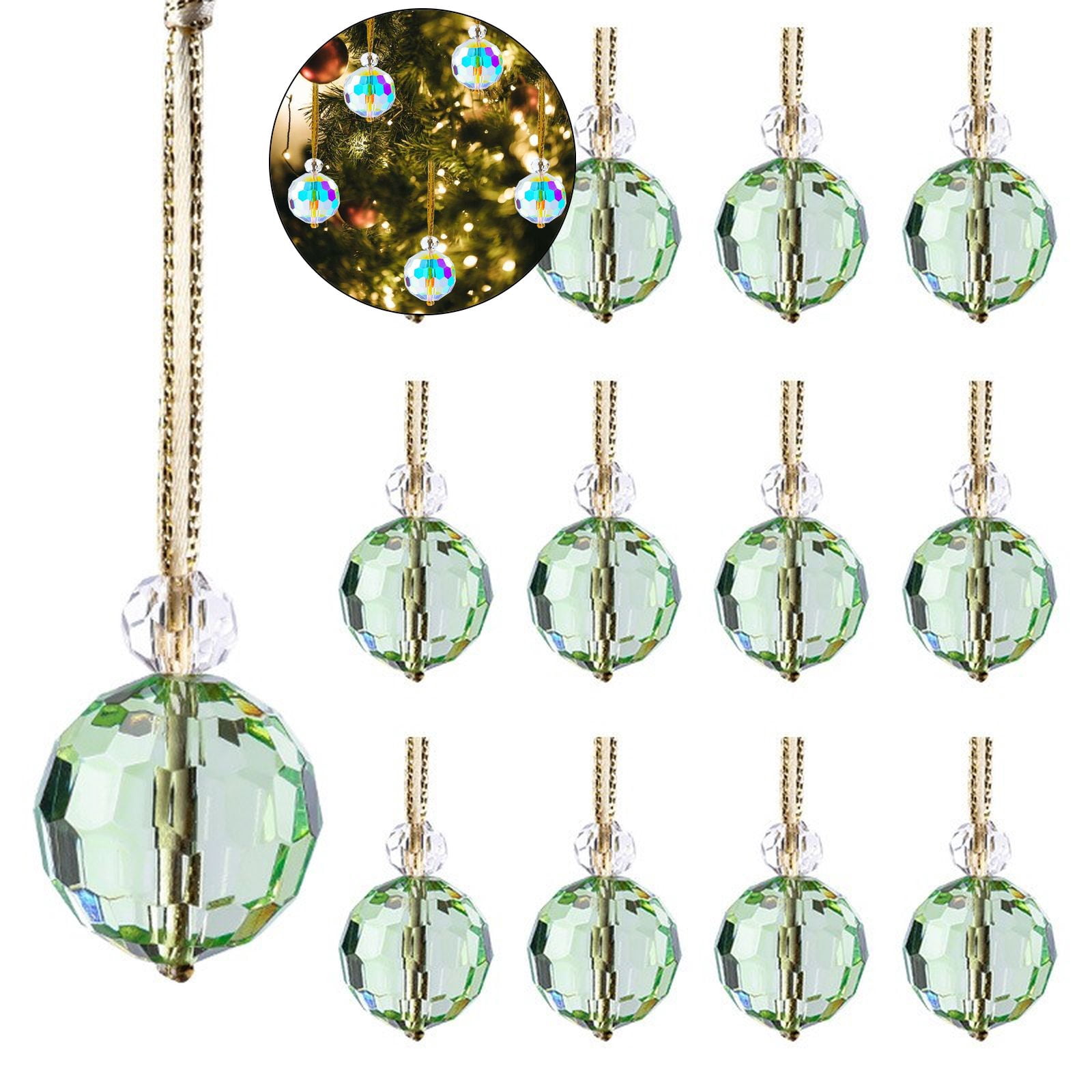 WNFJR 8 Pcs Crystal Glass Christmas Balls Ornaments, Mini Prism Ball ...
