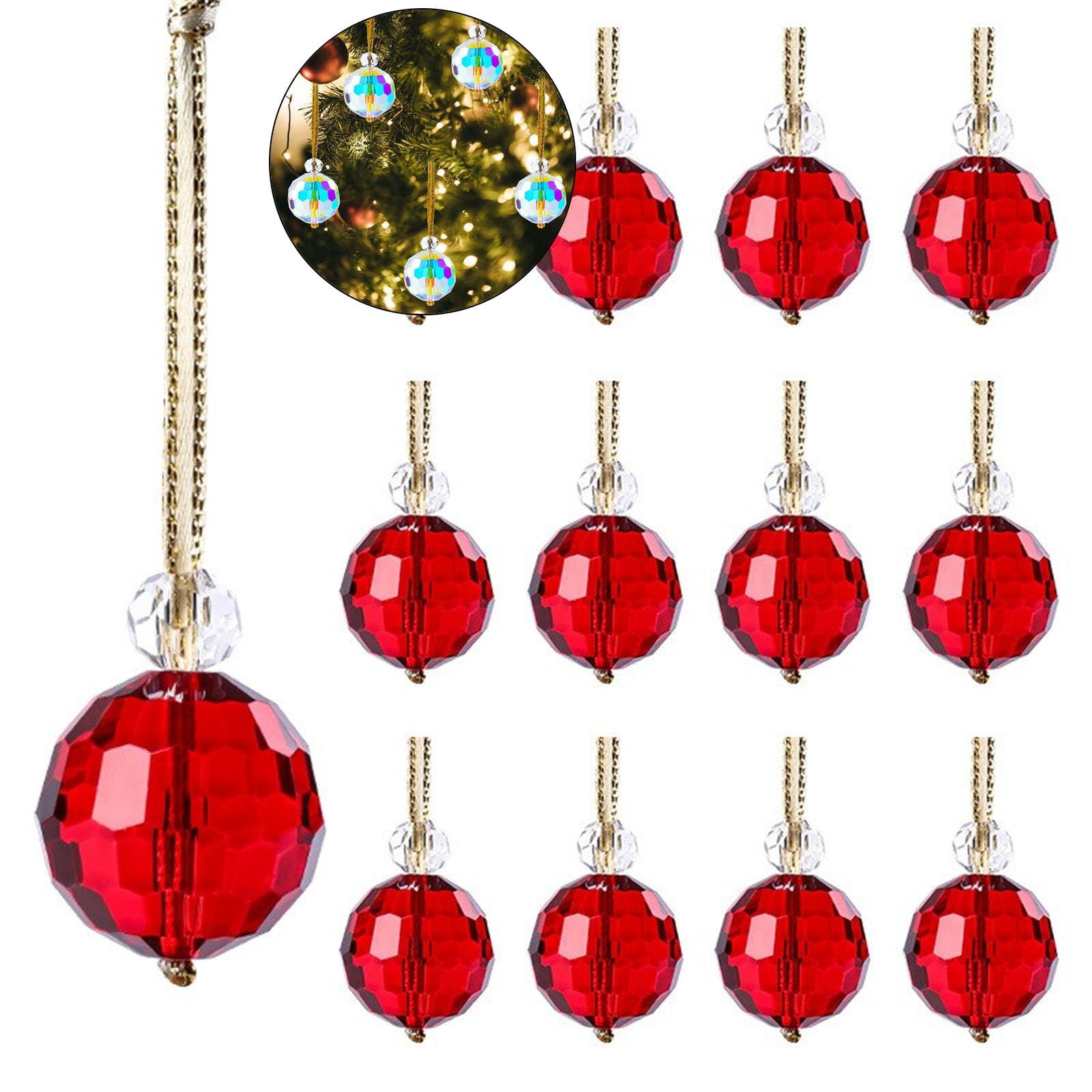 WNFJR 8 Pcs Crystal Glass Christmas Balls Ornaments, Mini Prism Ball ...