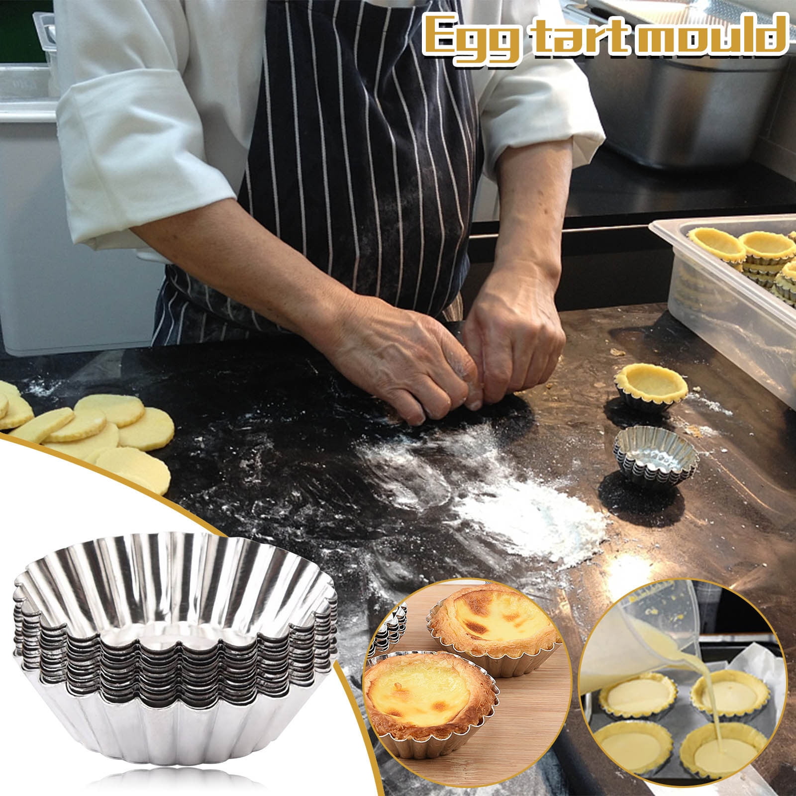 WNFJR Aluminum Egg Tart Mold Small Tart Pie Tin Mini Cupcake Cake ...