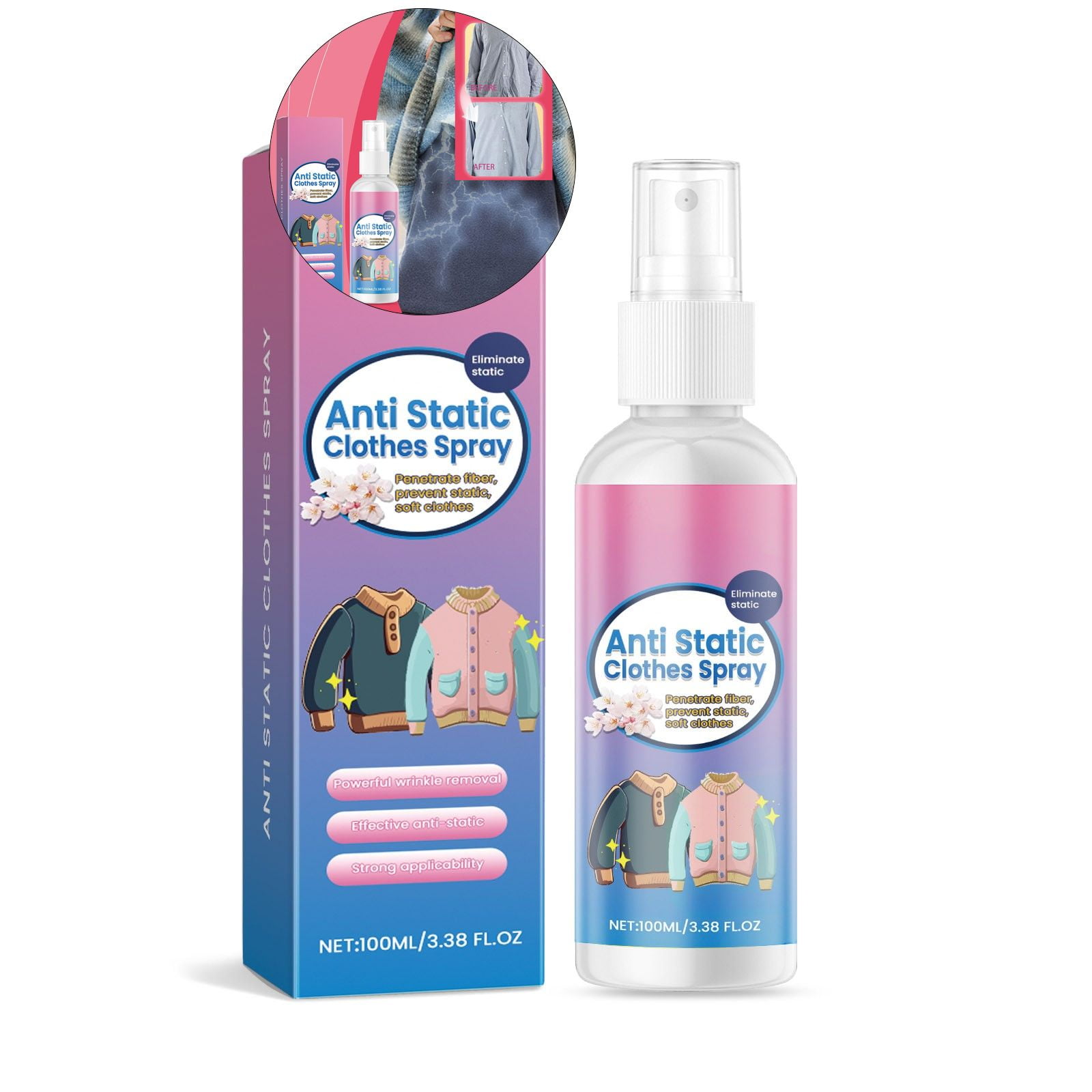 WNFJR Anti-Static Clothes Spray - Long-Lasting Static Guard for Cotton ...