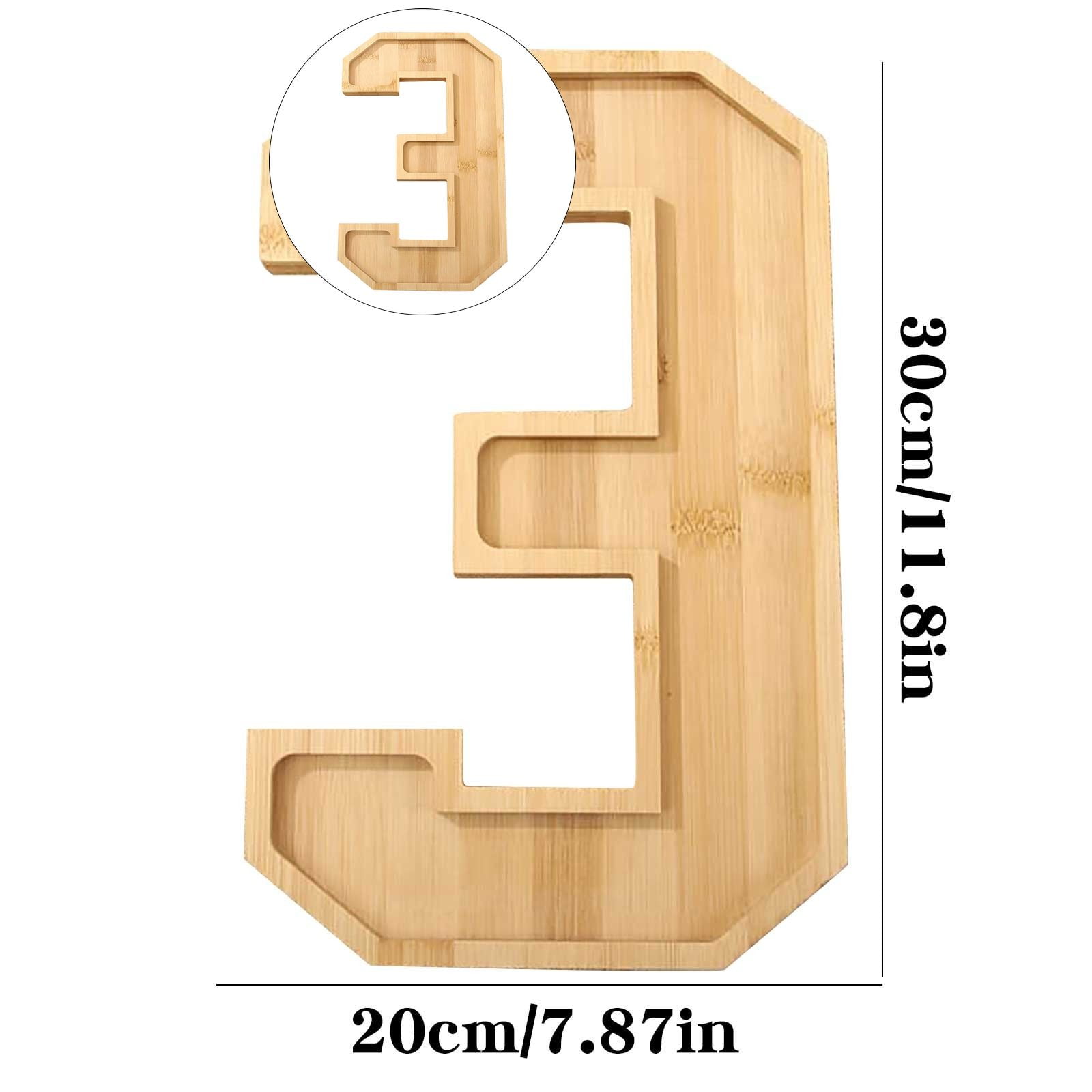 WNFJR Bamboo Wood Number Box, Wooden Charcuterie Number Fillable Board ...