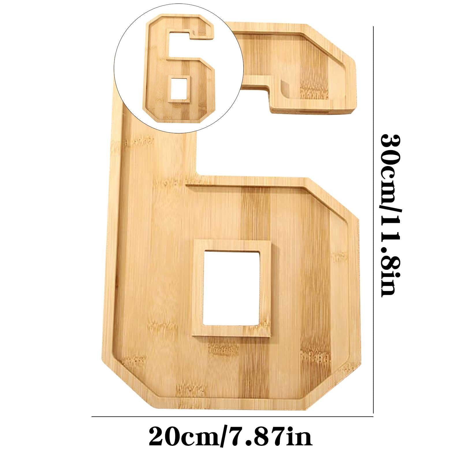 WNFJR Bamboo Wood Number Box, Wooden Charcuterie Number Fillable Board ...