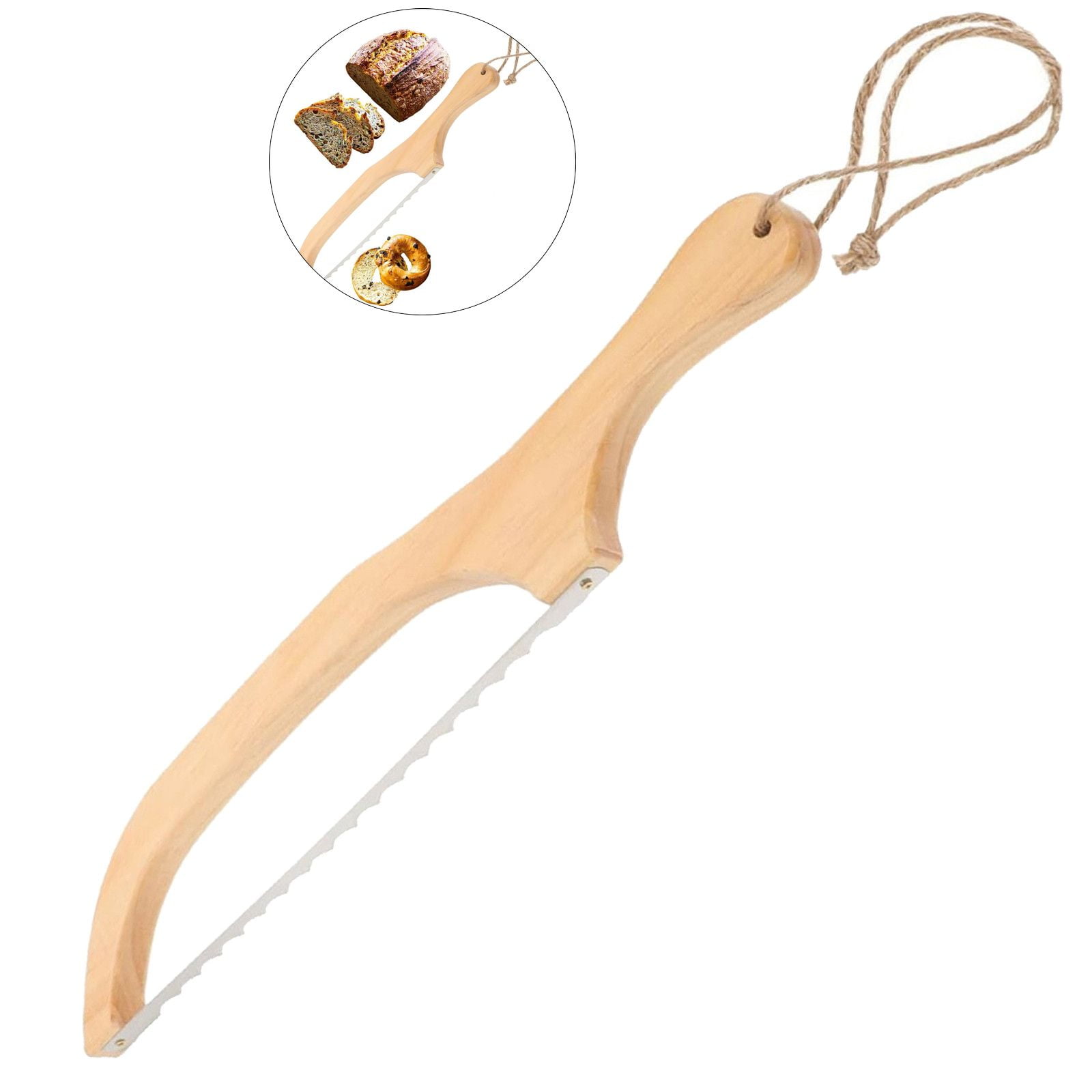 WNFJR Bread Knife - Package Slicer for Sourdough Bread, Wooden Bow ...