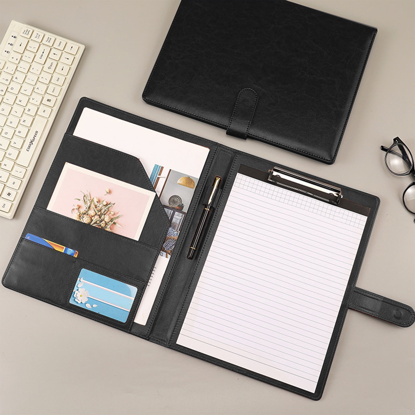 WNFJR Business Leather Folder, Office Contract Storage Book, Sturdy ...