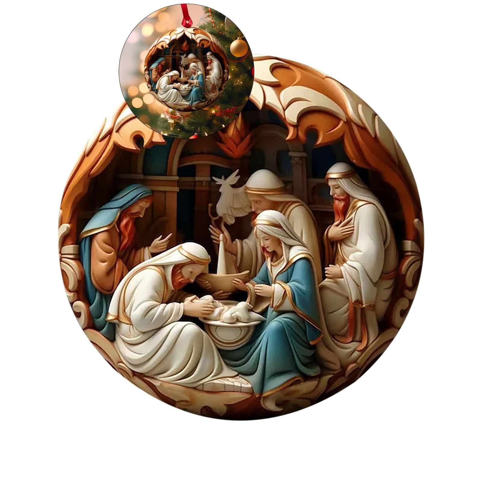 WNFJR Christmas Nativity Scene Ornaments Acrylic 3D Nativity Scene ...