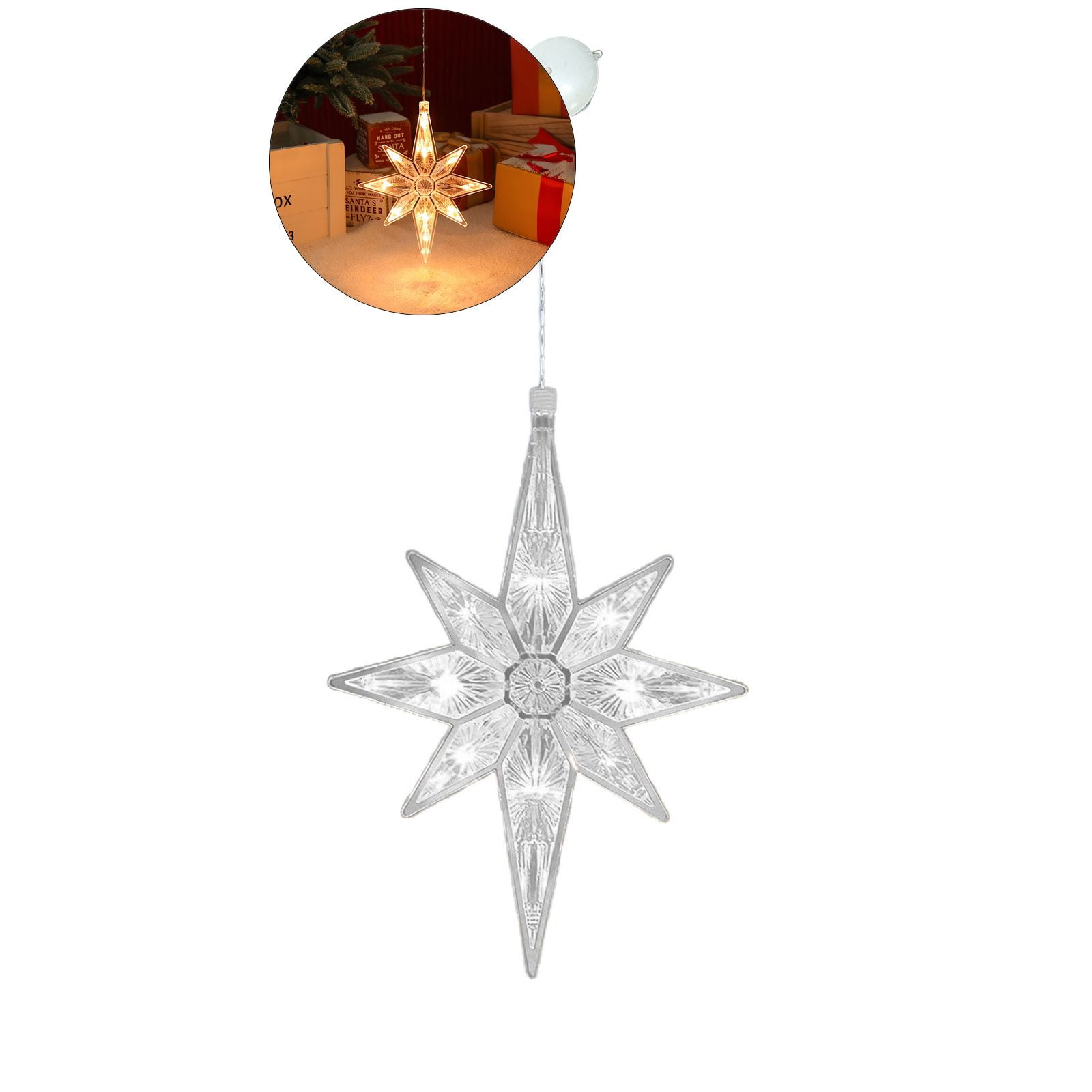 WNFJR Christmas Star Lights Plastic Lighted Star Tree Topper Large ...