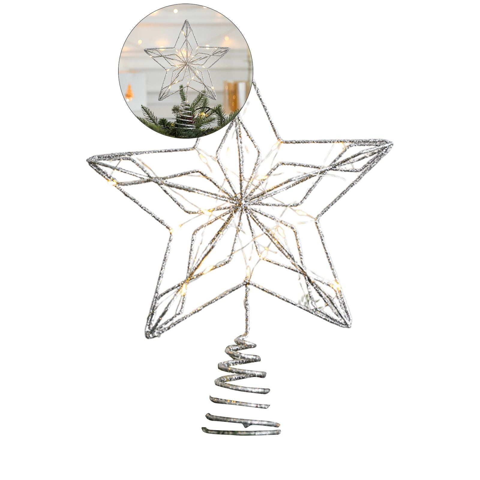 WNFJR Christmas Tree Topper Lighted Star Tree Toppers with LED Lights ...