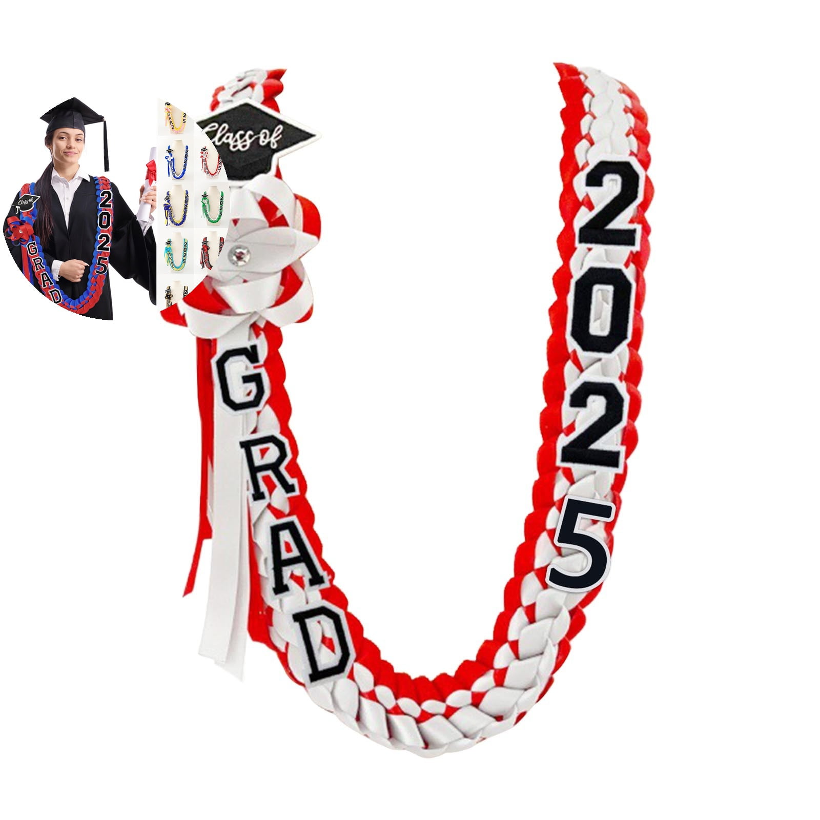 WNFJR Class of 2025 Graduation Ribbon Leis with Pins, Handmade Braided ...