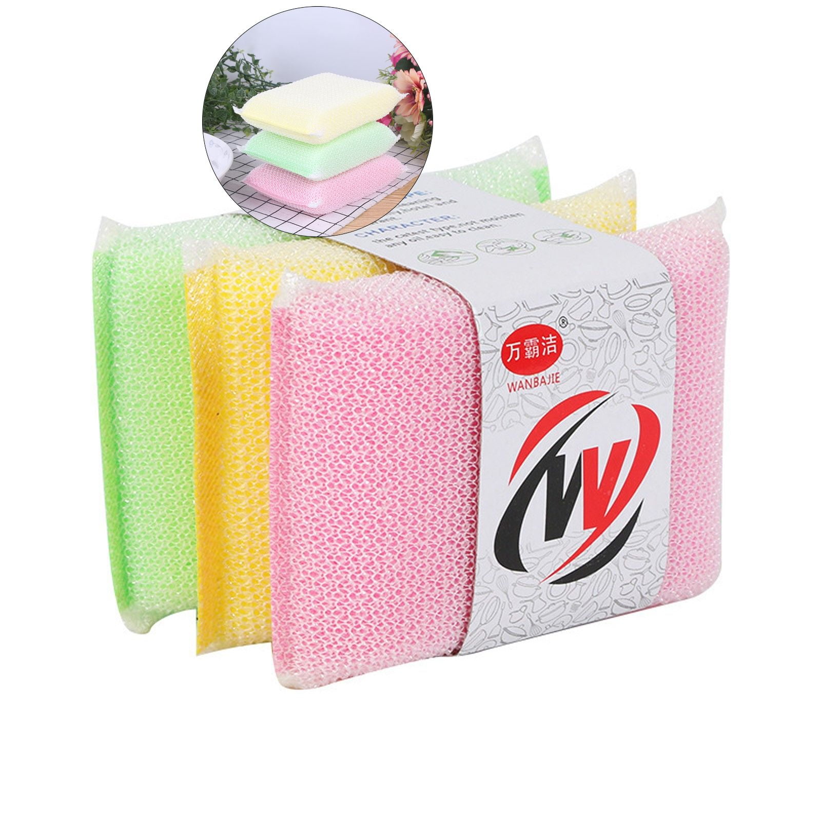 WNFJR Cleaning Pad, Dish Scrubbers, Multi Surface Scratch-Free Scour ...