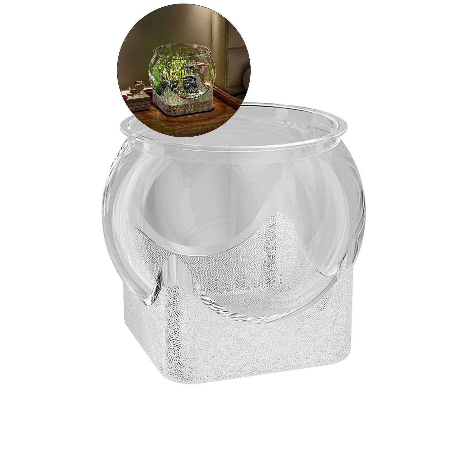 WNFJR Clear Fish Bowl, Fish Tank, Plastic Fish Bowl, Hydroponic Planter ...