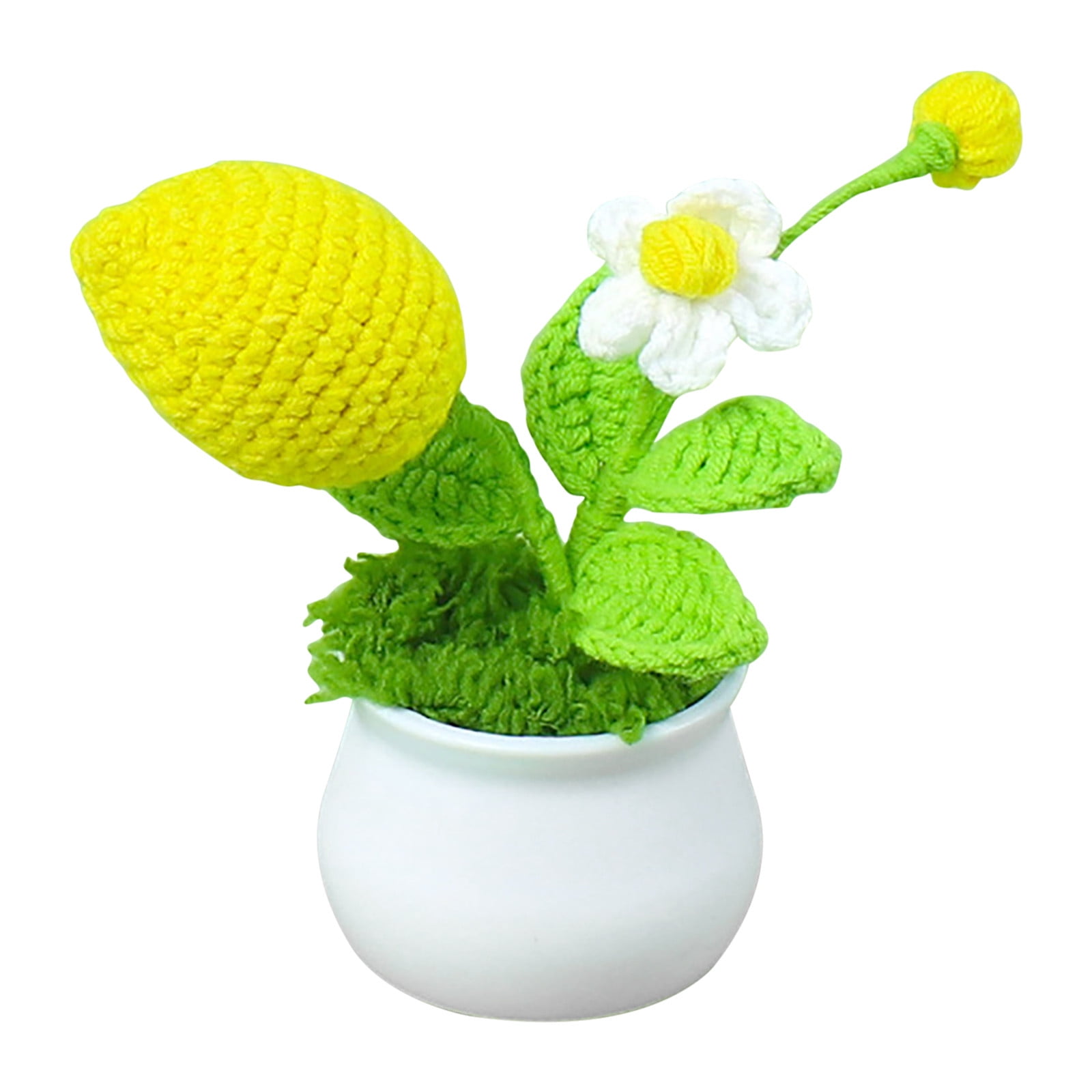 WNFJR Cute Crocheted Wool Flower Pot Ornament for Car and Home Decor ...