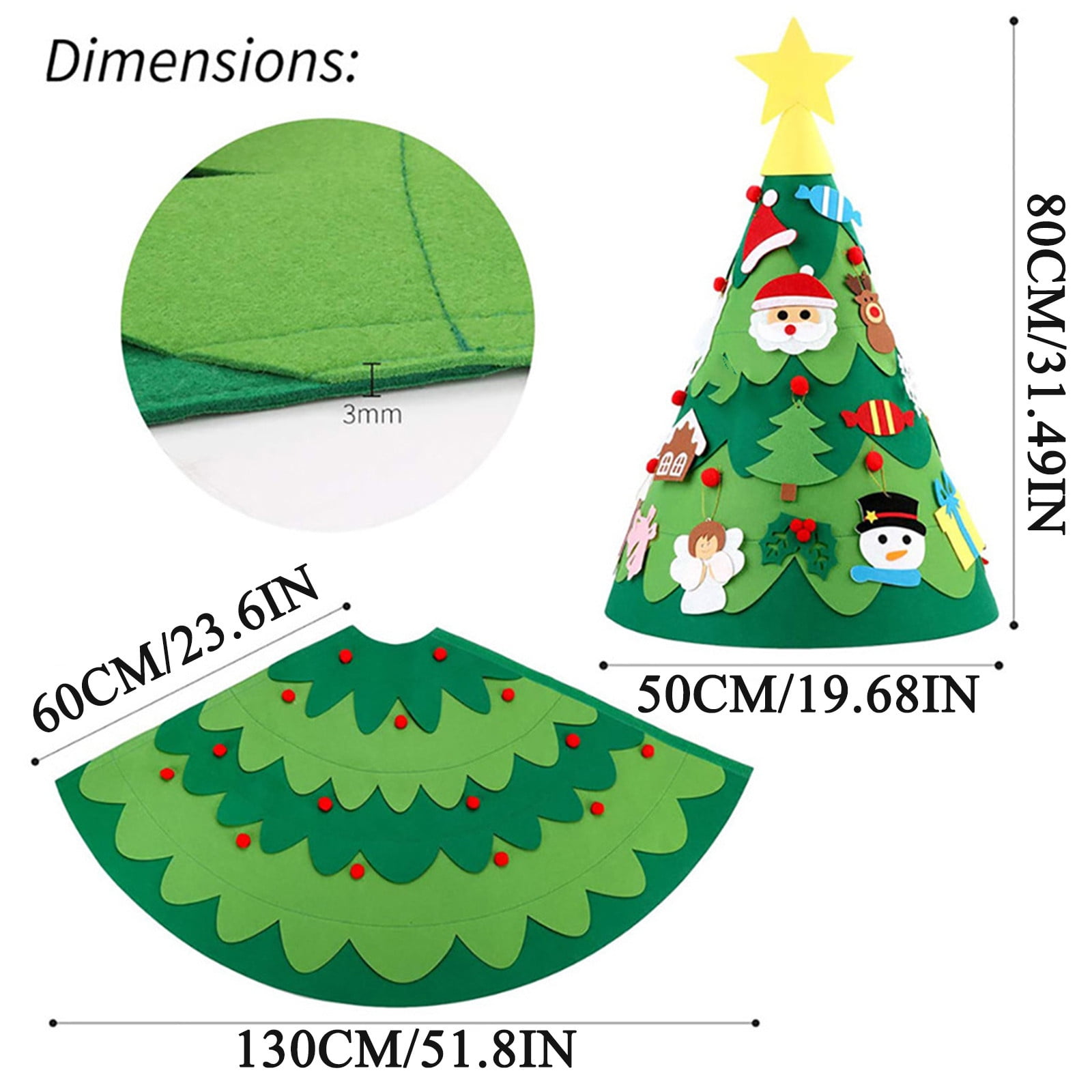 WNFJR DIY 3D Felt Christmas Tree Set - Large Hanging Gift for Kids ...