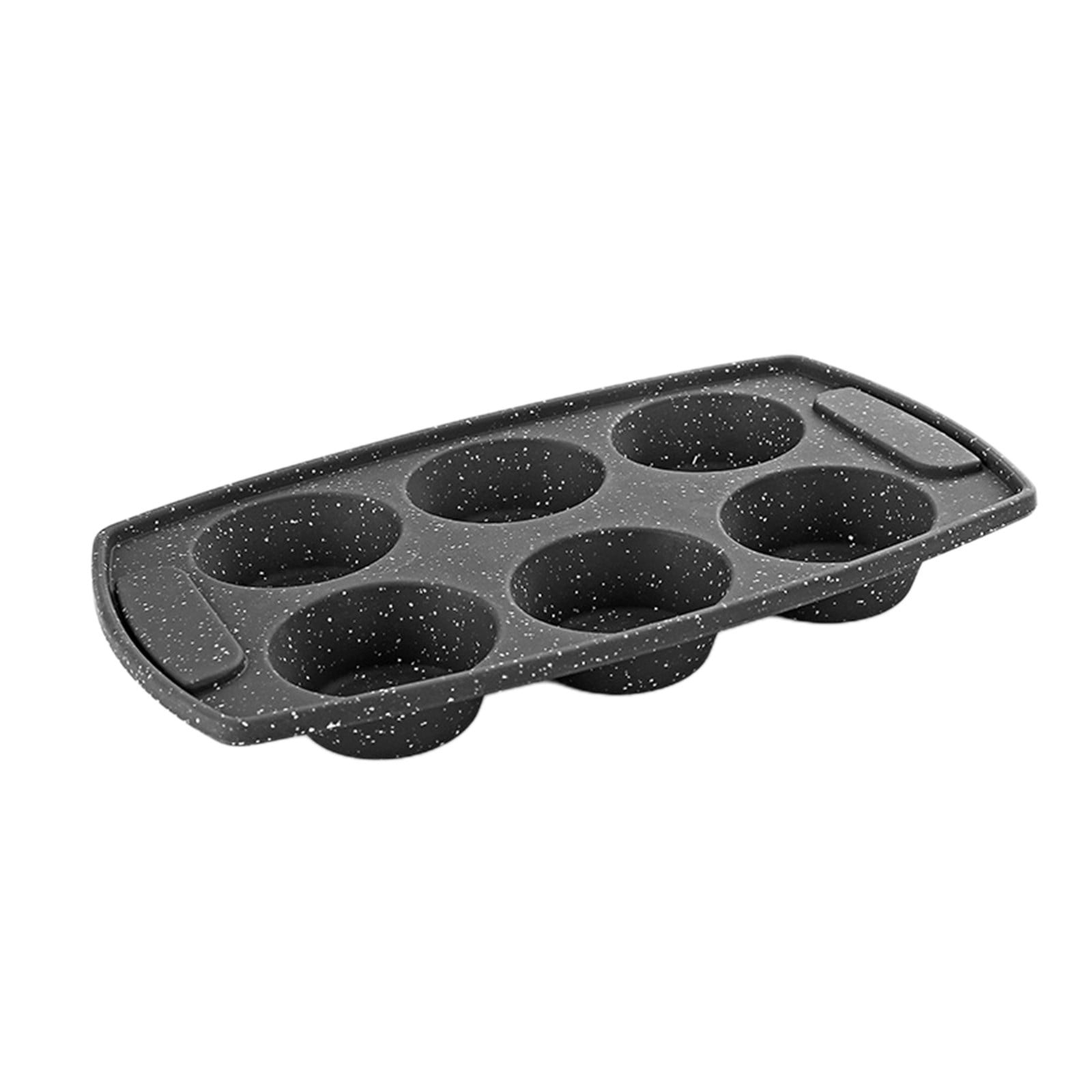 WNFJR Deep Muffin Pan, 6 Cup Large Cupcake Tray, Gray Granite Finish ...