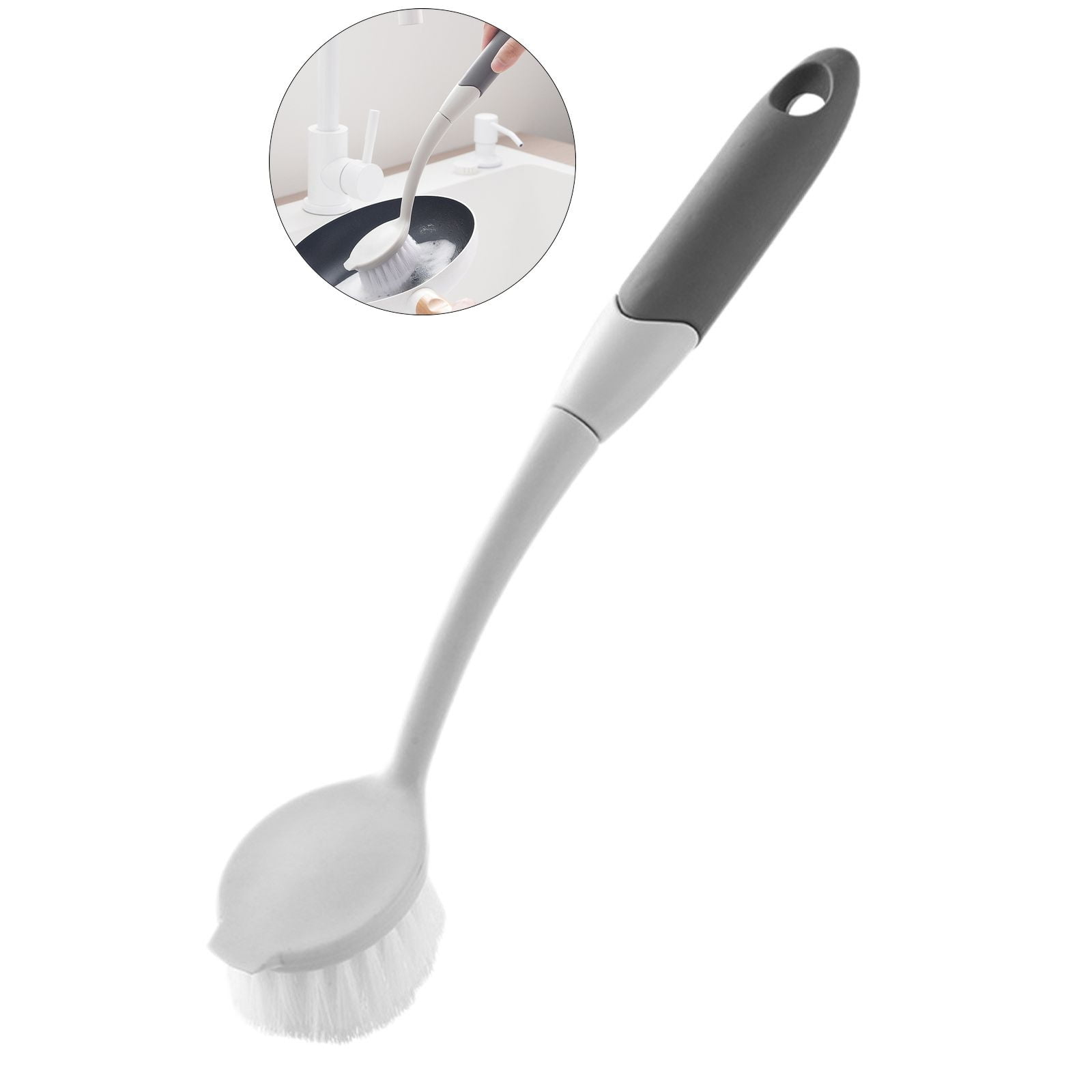 WNFJR Dish Brush with Handle, Stiff Bristles Dish Scrubber with Built ...