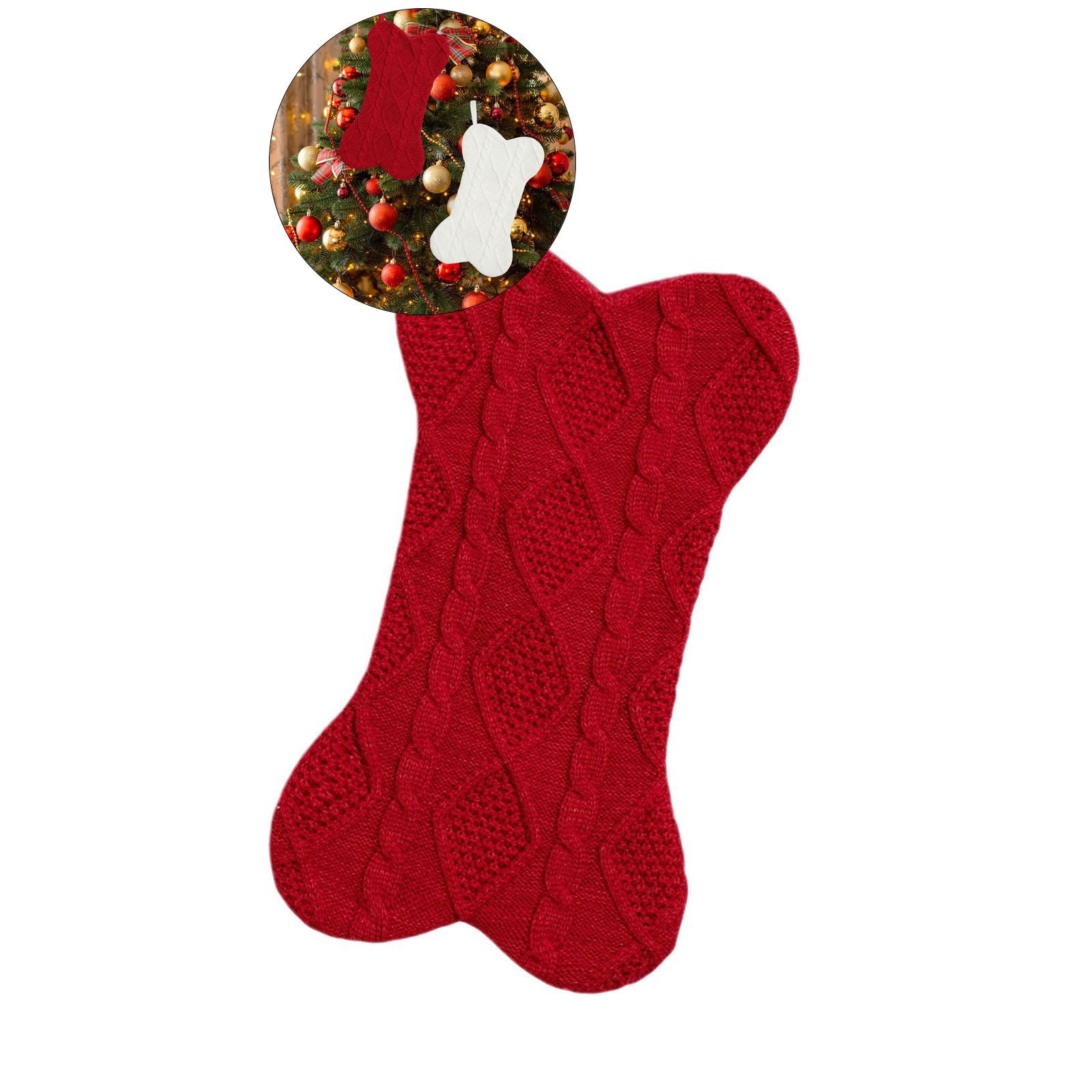 WNFJR Dog Christmas Stocking, Knit Christmas Stocking for Dogs, Bone ...