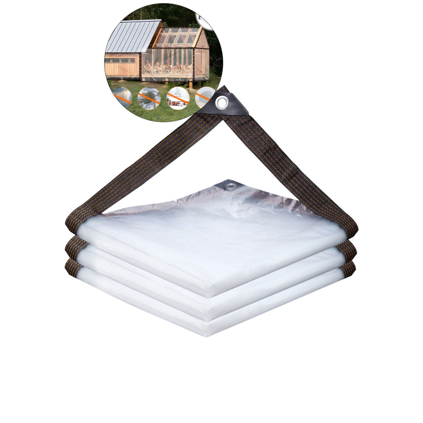WNFJR Duty Clear Tarps for Winter - Vinyl Tarp, Thicken Transparent ...