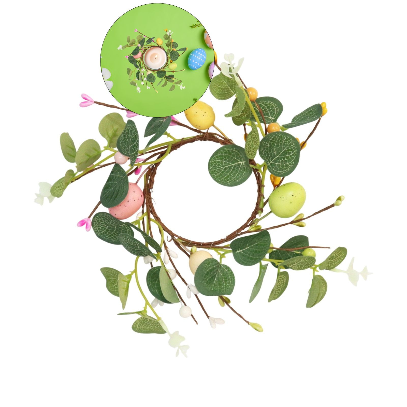 WNFJR Easter Egg Candle Rings Wreaths Spring Egg and Berry Candle Rings ...