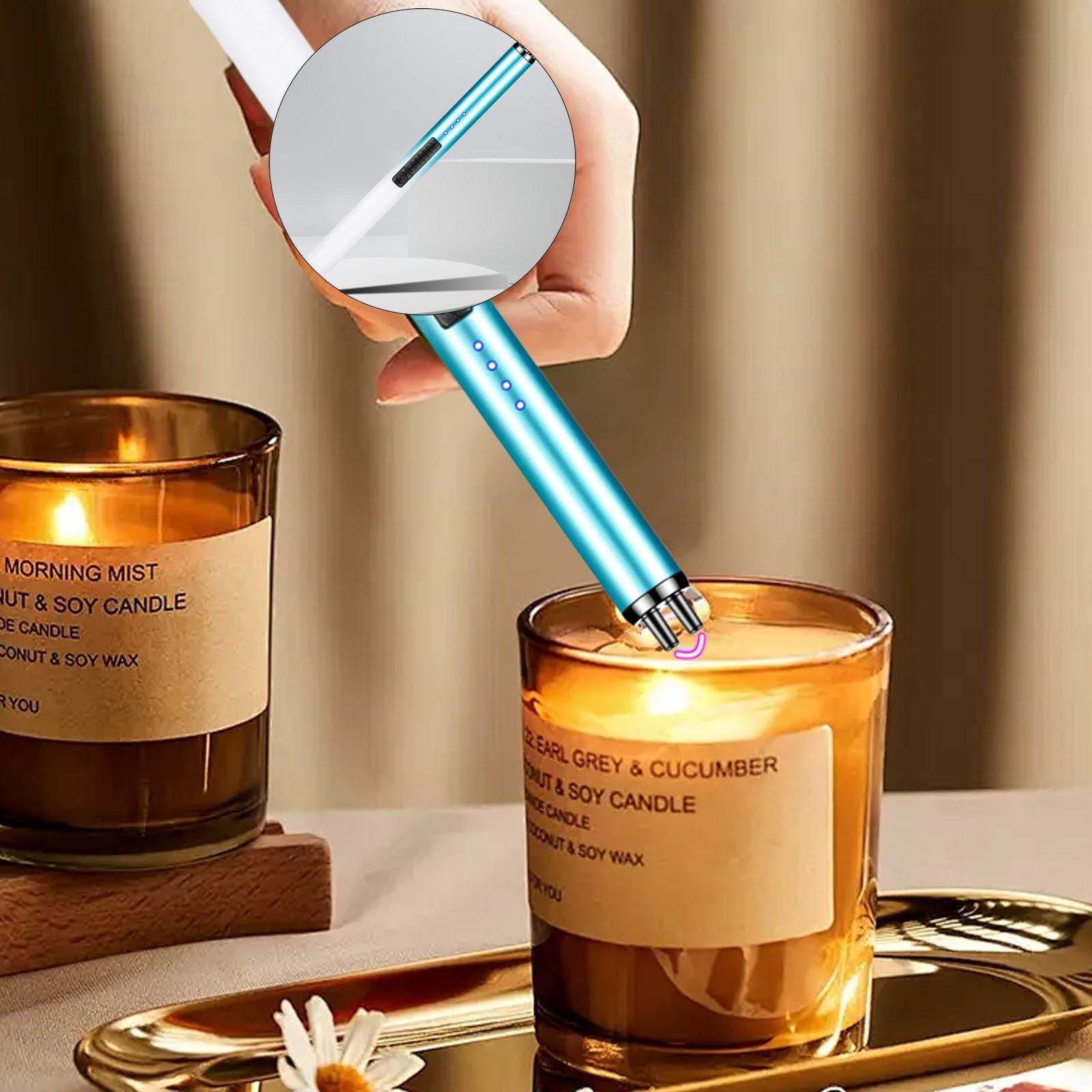 WNFJR Electric Candle Lighter Rechargeable USB Lighters Flameless ...