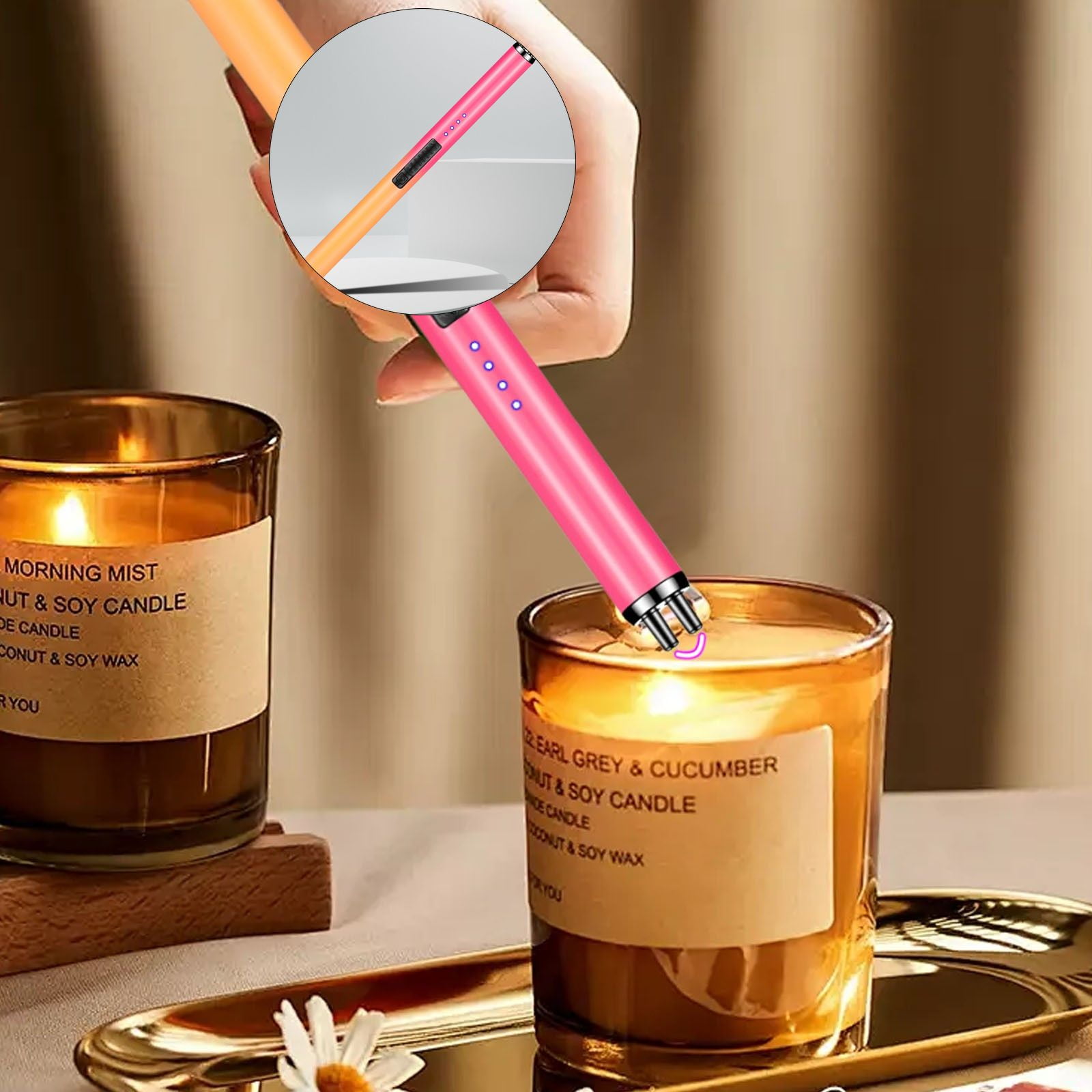 WNFJR Electric Candle Lighter Rechargeable USB Lighters Flameless ...